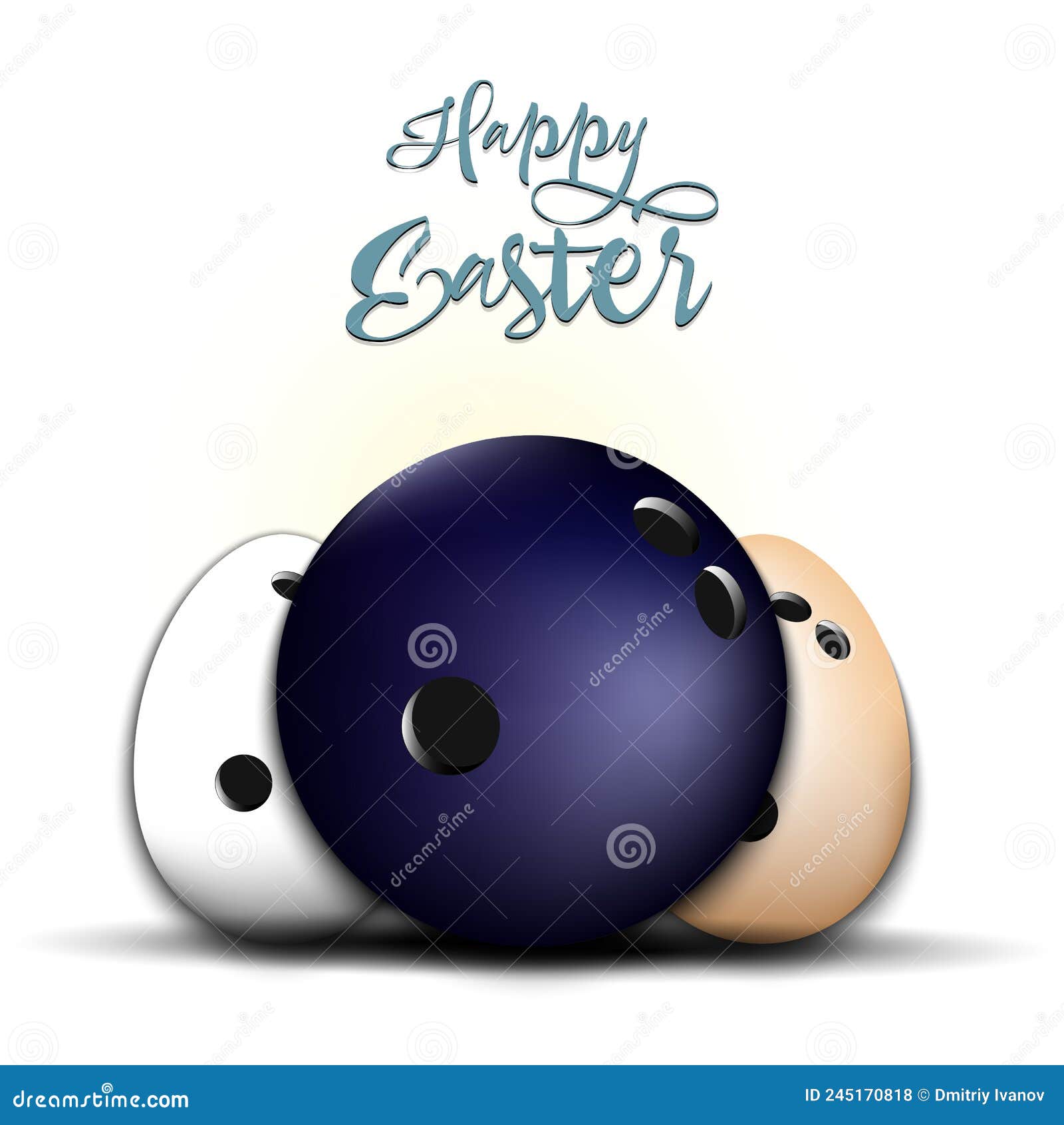 Happy Easter. Bowling Ball and Easter Eggs Stock Vector - Illustration ...