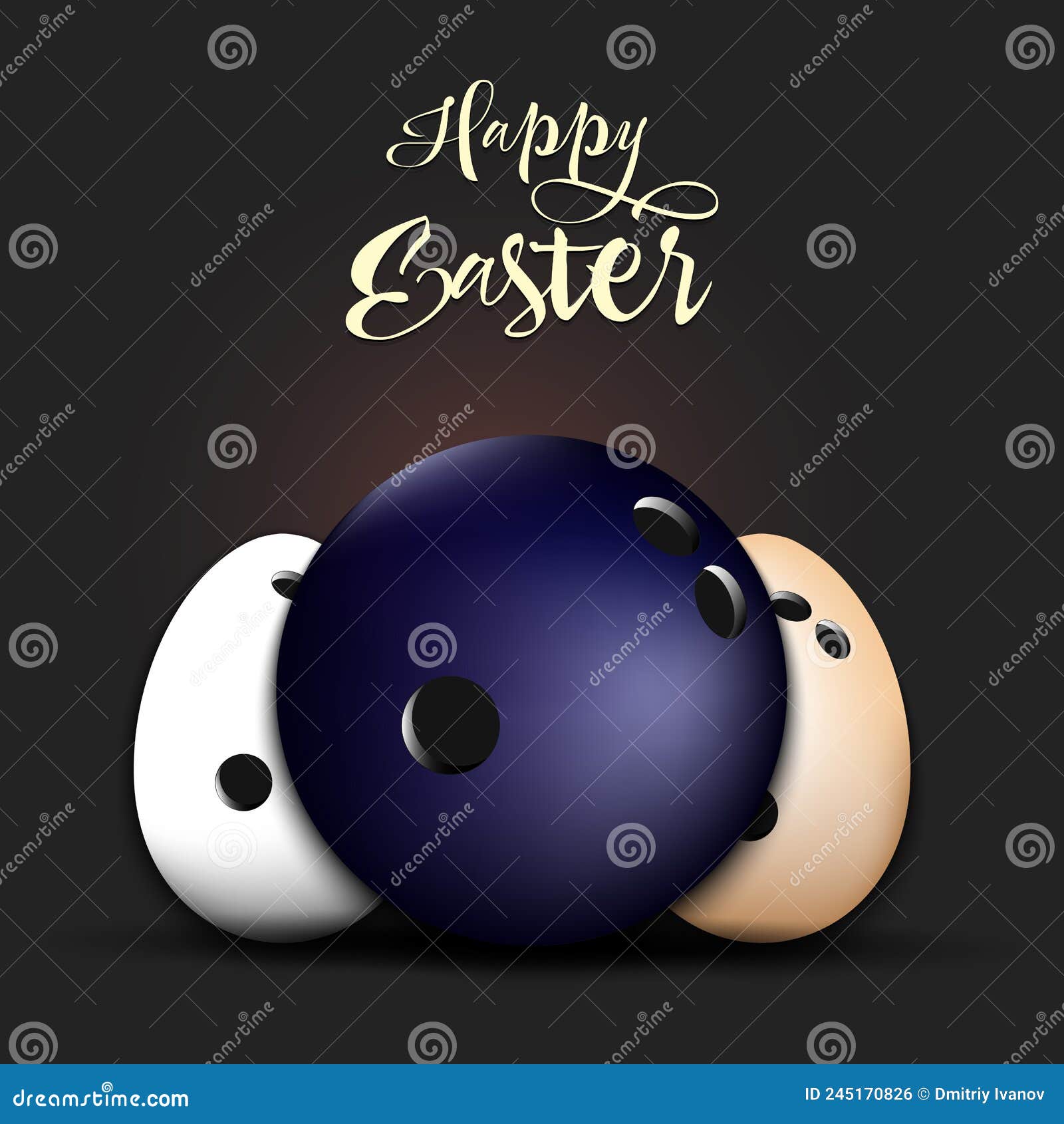 Happy Easter. Bowling Ball and Easter Eggs Stock Vector - Illustration ...