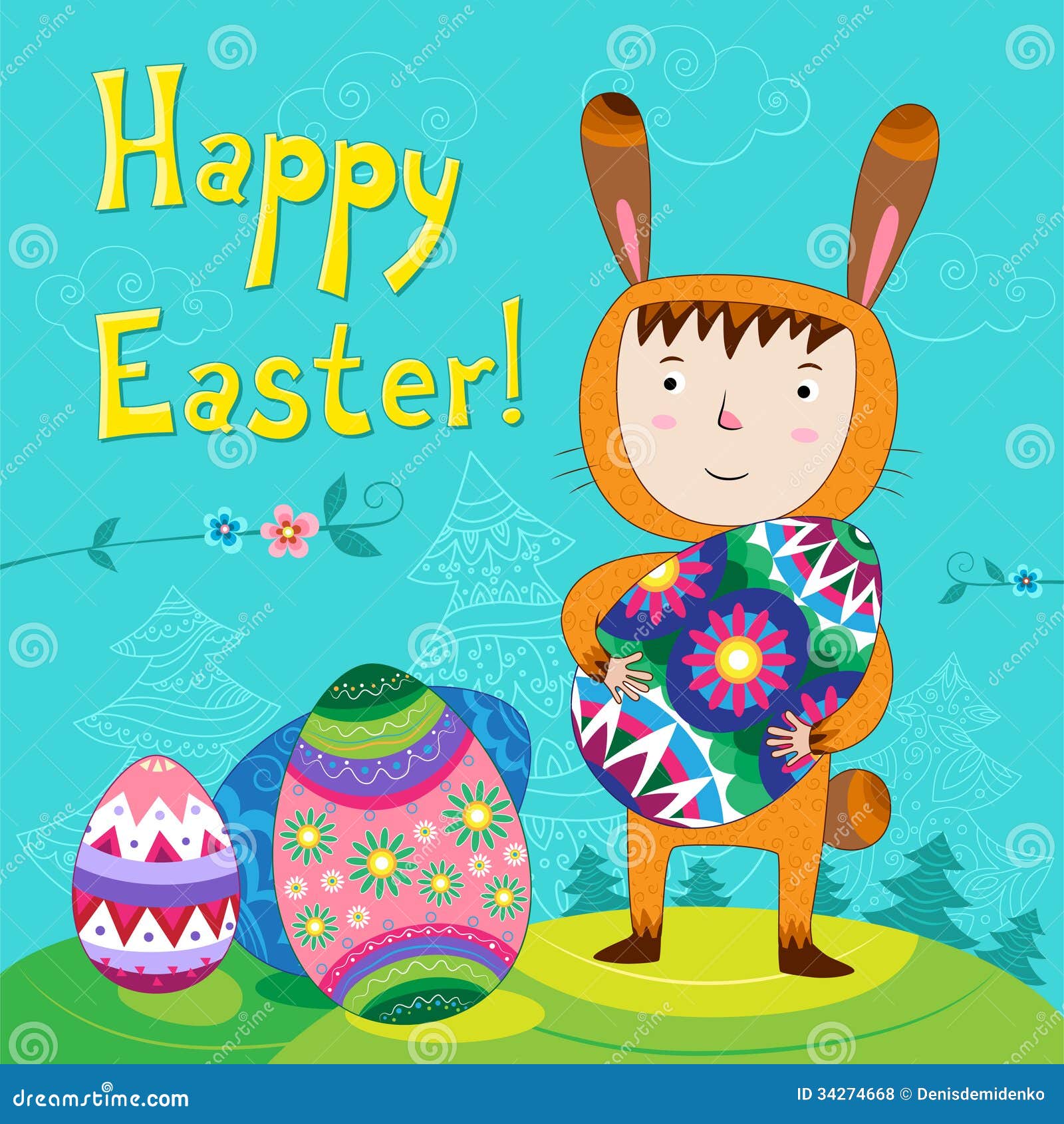 Happy Easter. stock vector. Illustration of party, march - 34274668