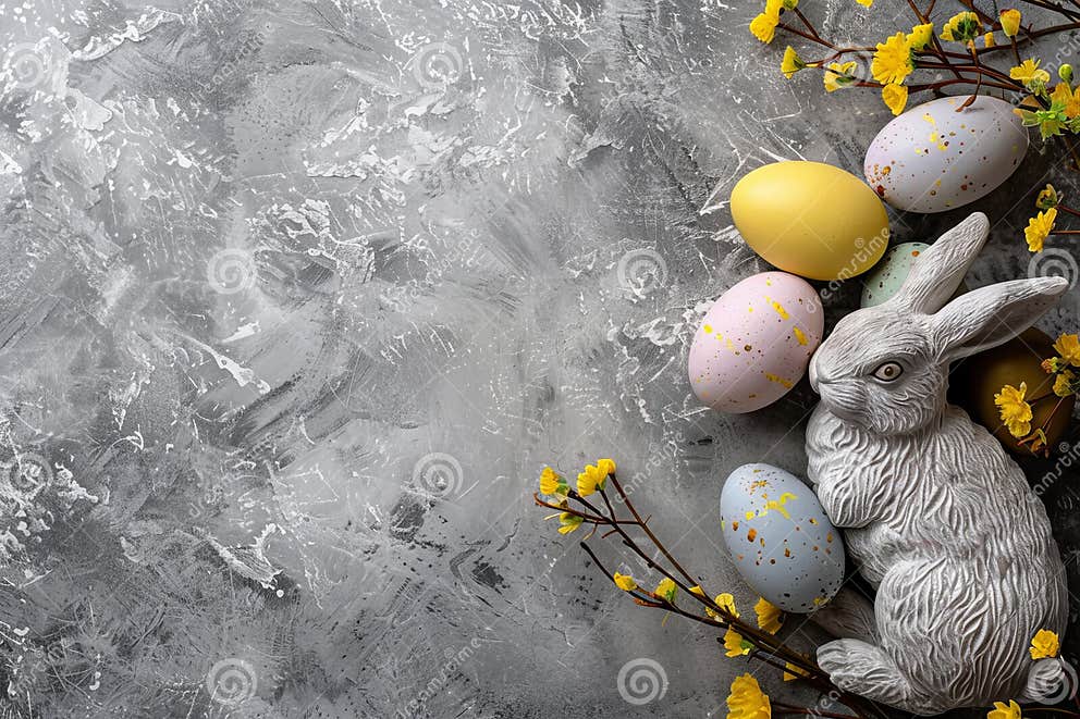 Happy Easter Brush Techniques Eggs Easter Bunny Plates Basket. White ...