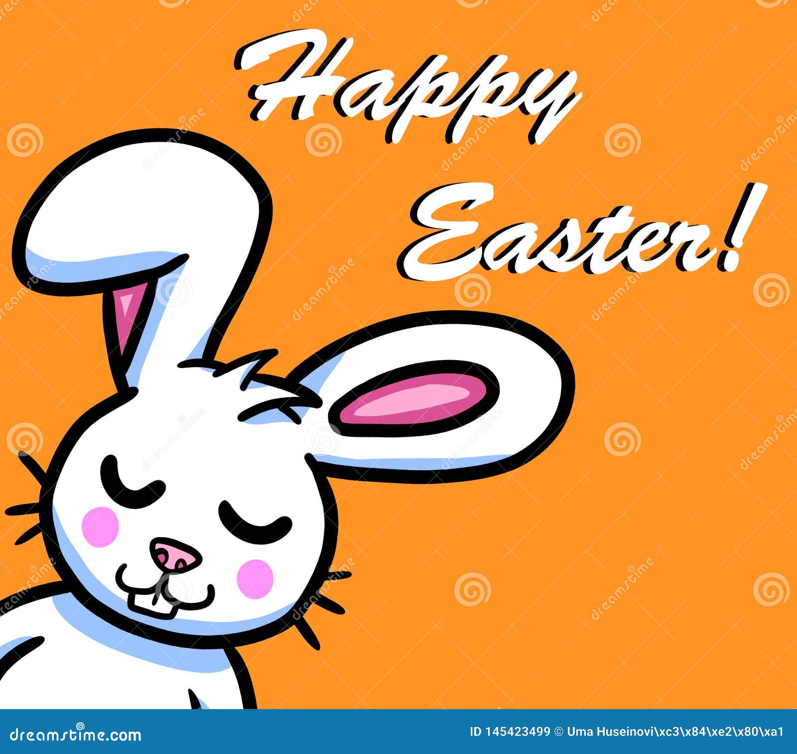 Happy Sleeping Easter Bunny Card Stock Illustration - Illustration of ...