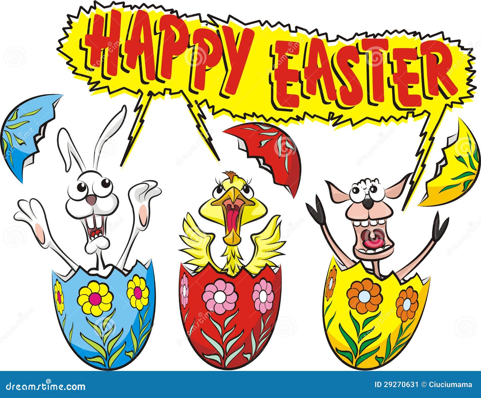 Happy Easter - Bunny, Chick & Sheep Stock Vector - Illustration of ...