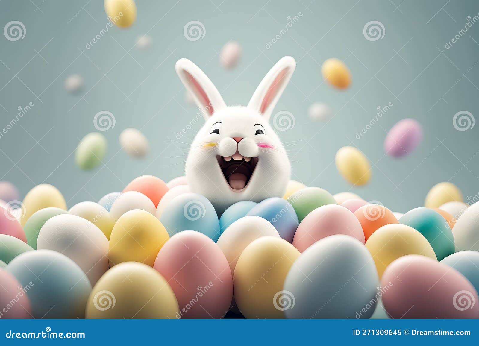 Happy Easter Bunny with Colorful Easter Eggs, Concept of Easter Eggs ...
