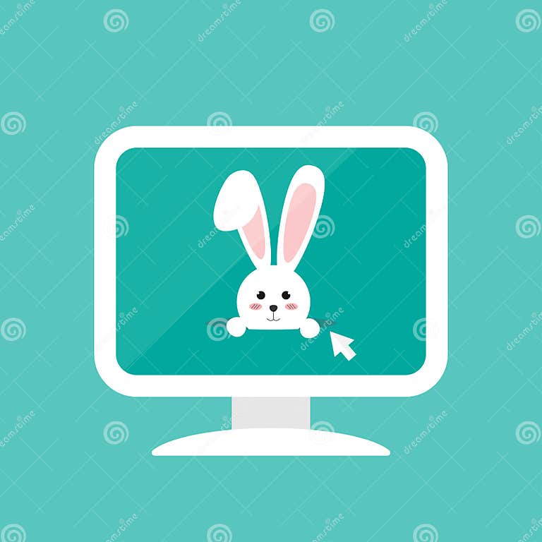 Happy Easter Bunny on Computer Icon Stock Vector - Illustration of ...