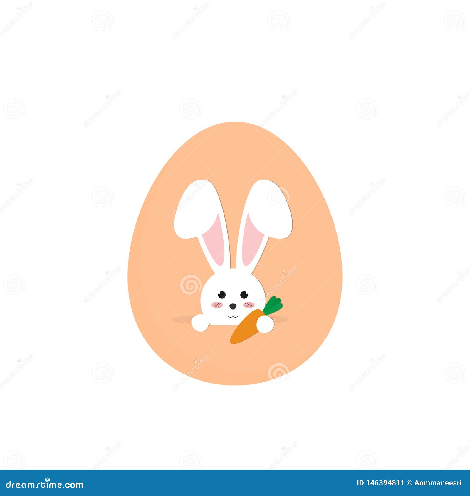Happy Easter Bunny on Egg Icon Vector Illustration in Flat Style ...