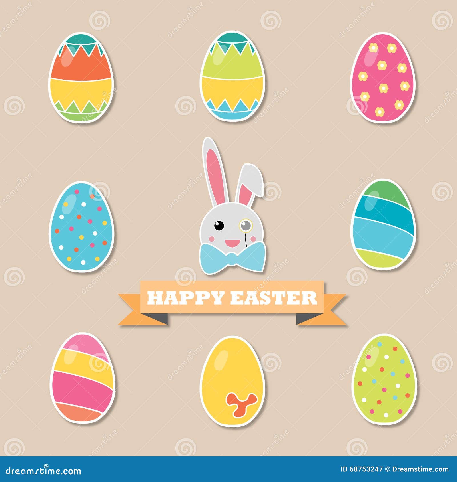 Happy Easter Bunny and Eggs Stock Vector - Illustration of colours ...