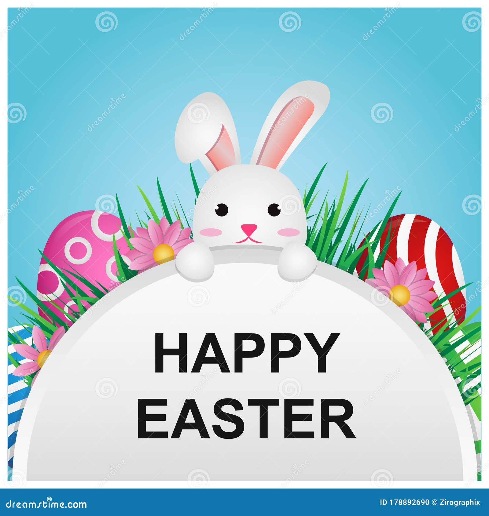 Happy Easter Bunny and Eggs Vector Illustration Stock Illustration ...