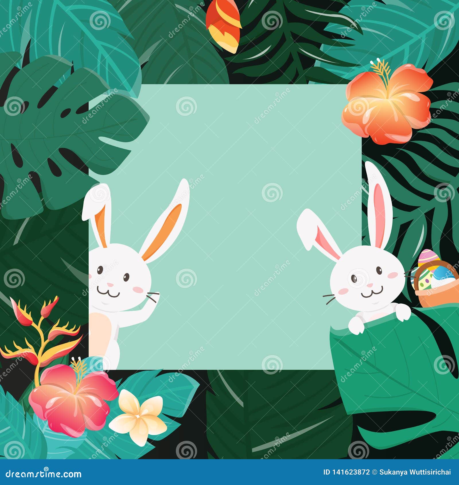 Happy Easter Bunny in the Forest. Stock Vector - Illustration of funny ...