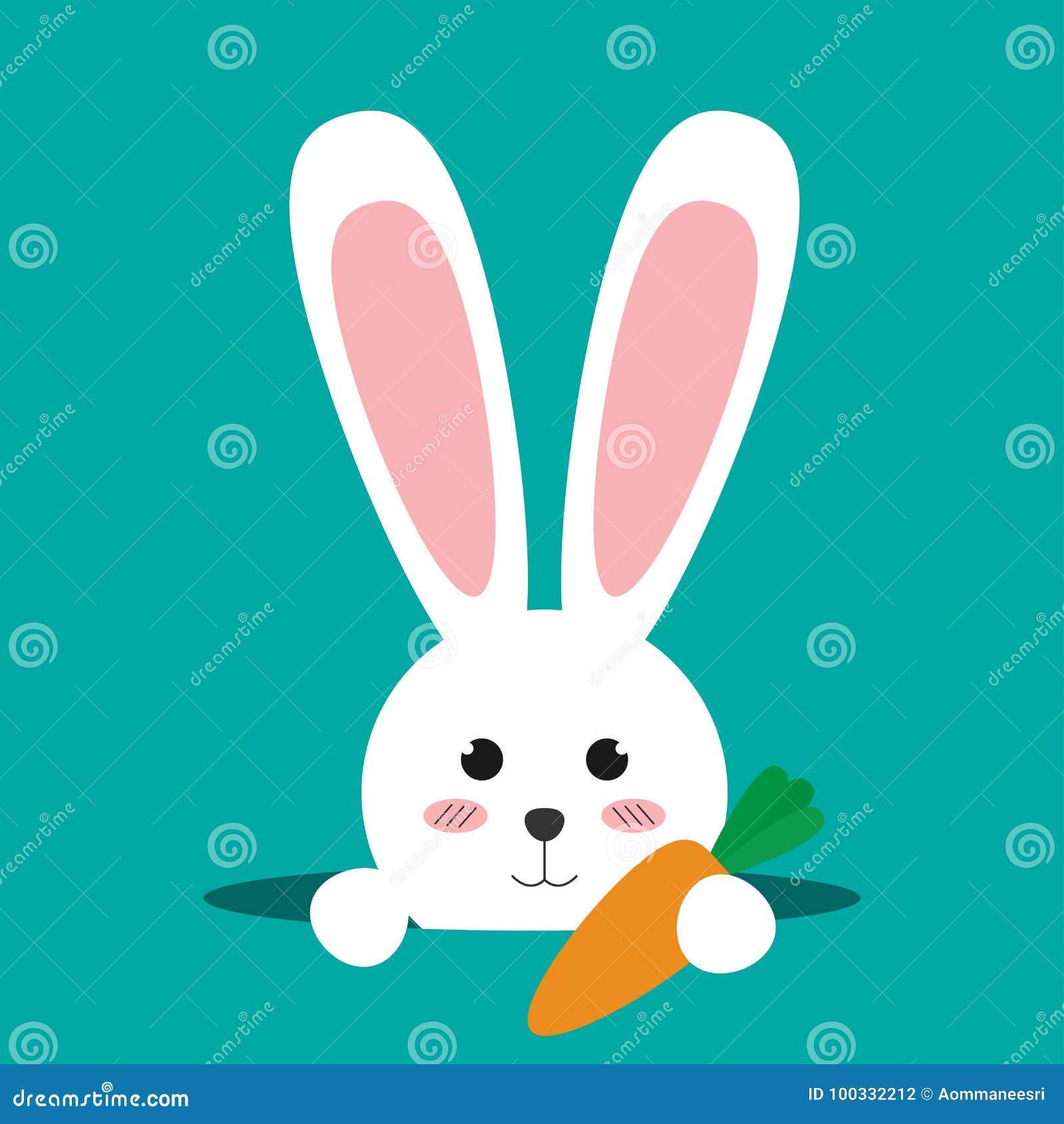 Happy Easter Bunny on Green Background Stock Vector - Illustration of ...