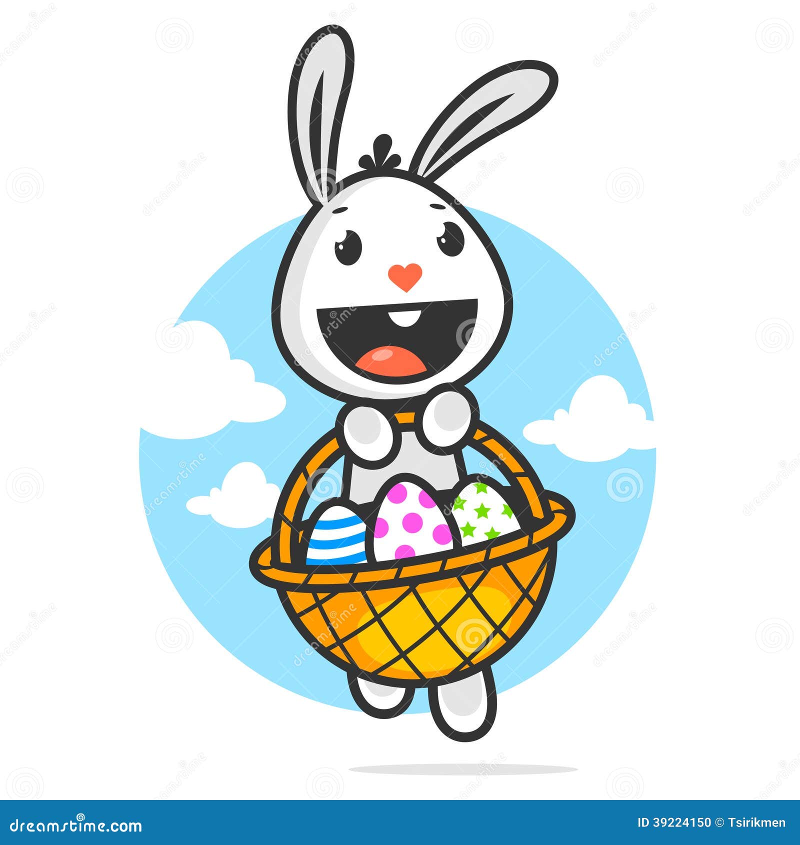 Happy Easter Bunny Holds Basket with Eggs Stock Vector - Illustration ...