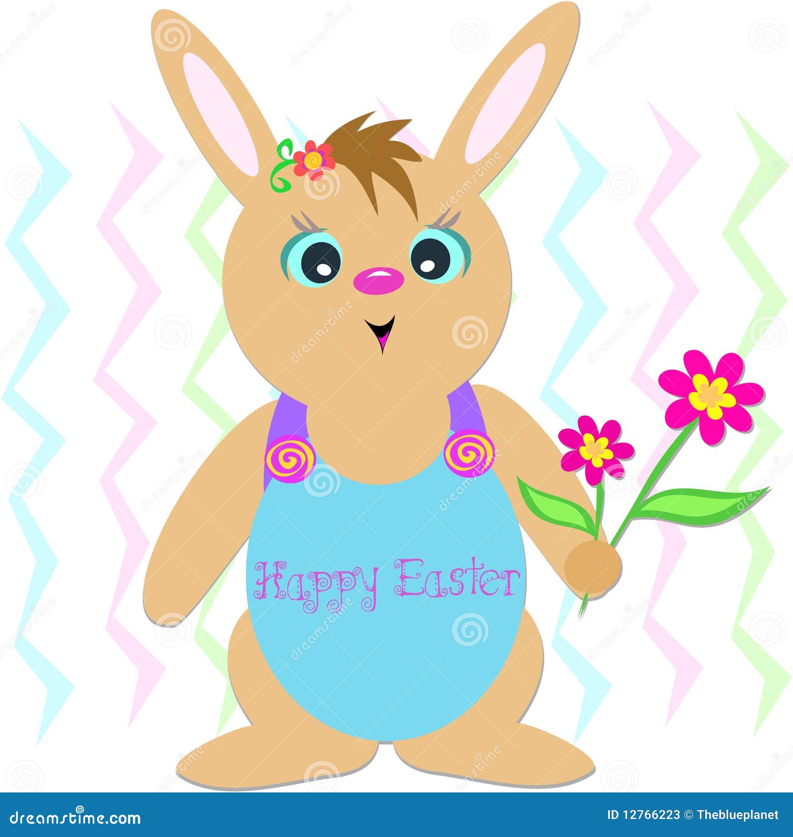 Happy Easter Bunny Rabbit with Background Stock Illustration ...