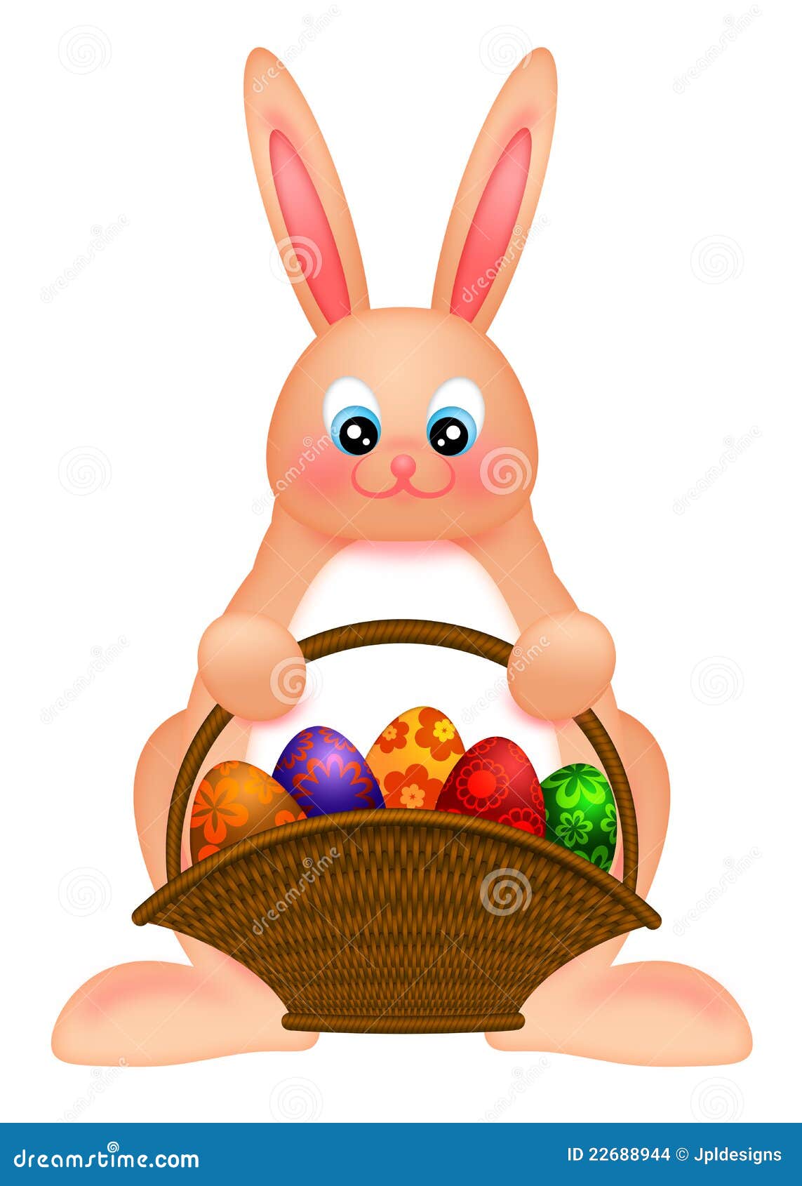 Happy Easter Bunny Rabbit with Egg Basket Stock Illustration ...