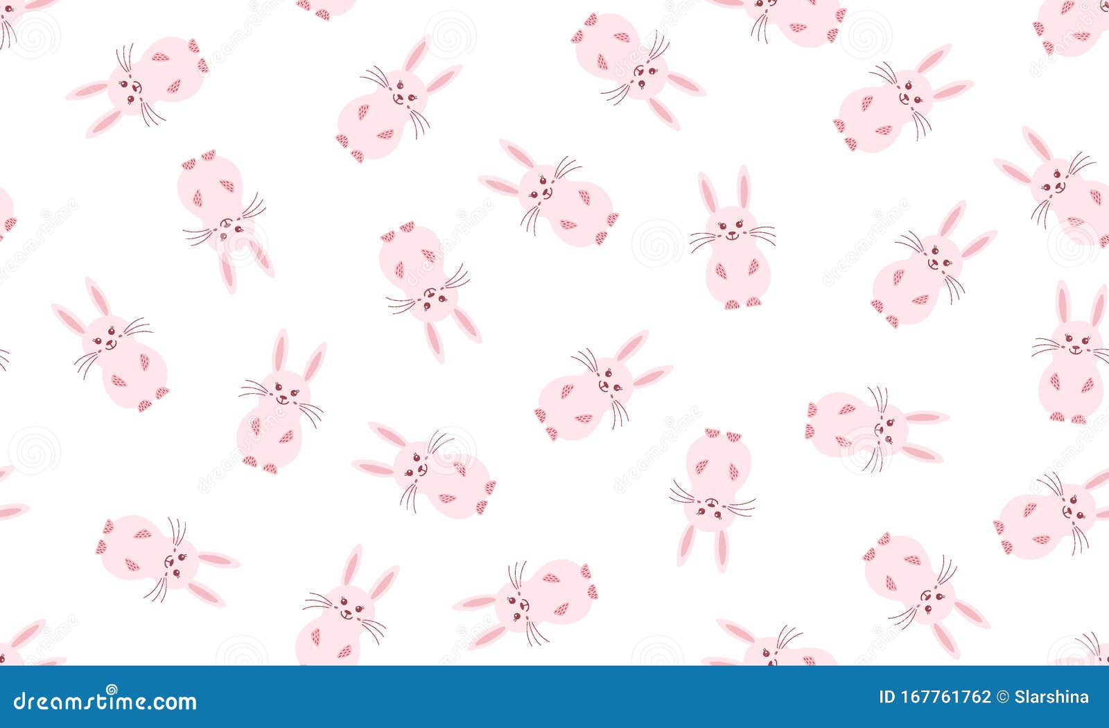 Happy Easter Bunny. Seamless Pattern of a Cute Pink Rabbits on White ...