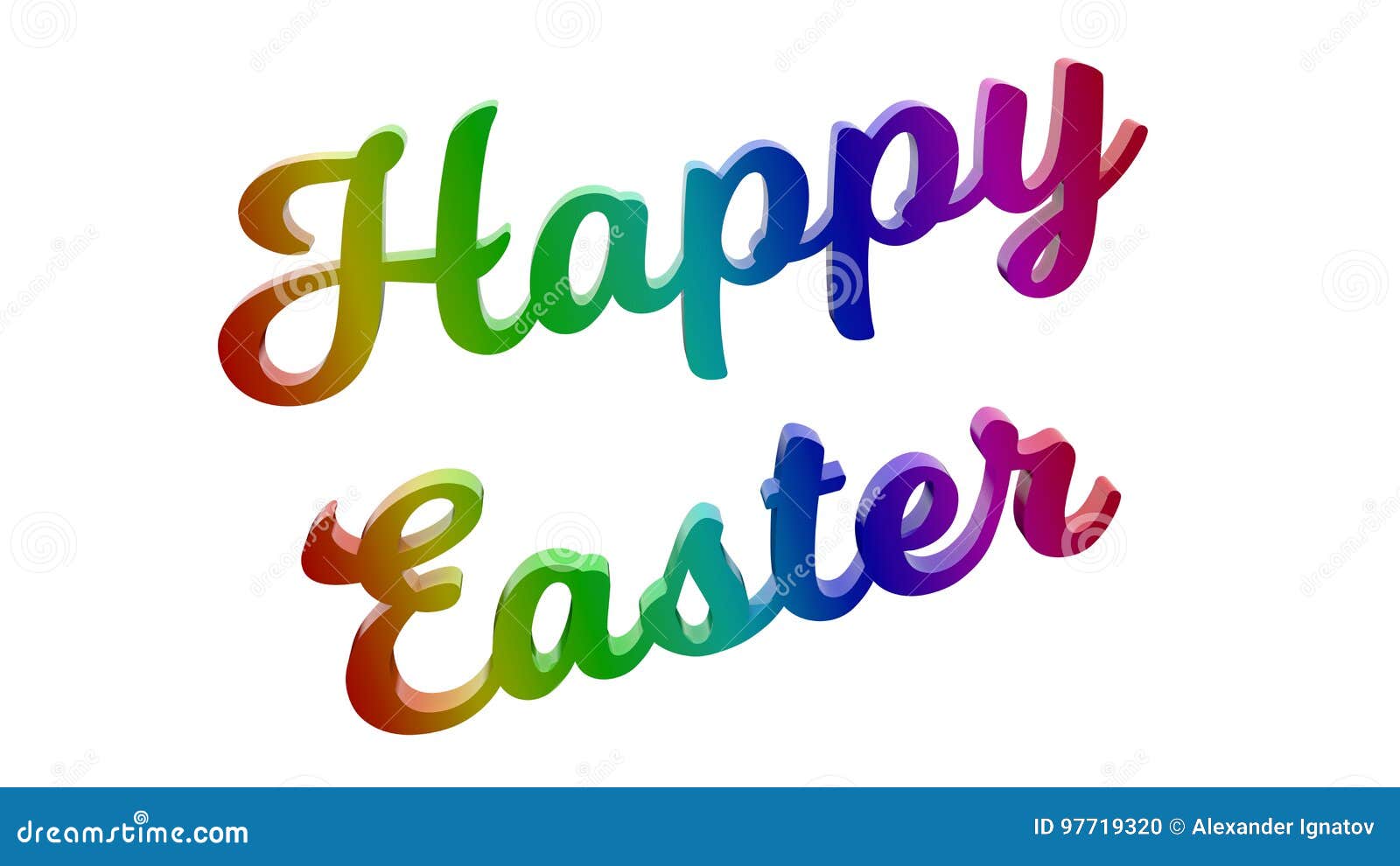 Happy Easter Calligraphic 3D Rendered Text Illustration Colored with ...