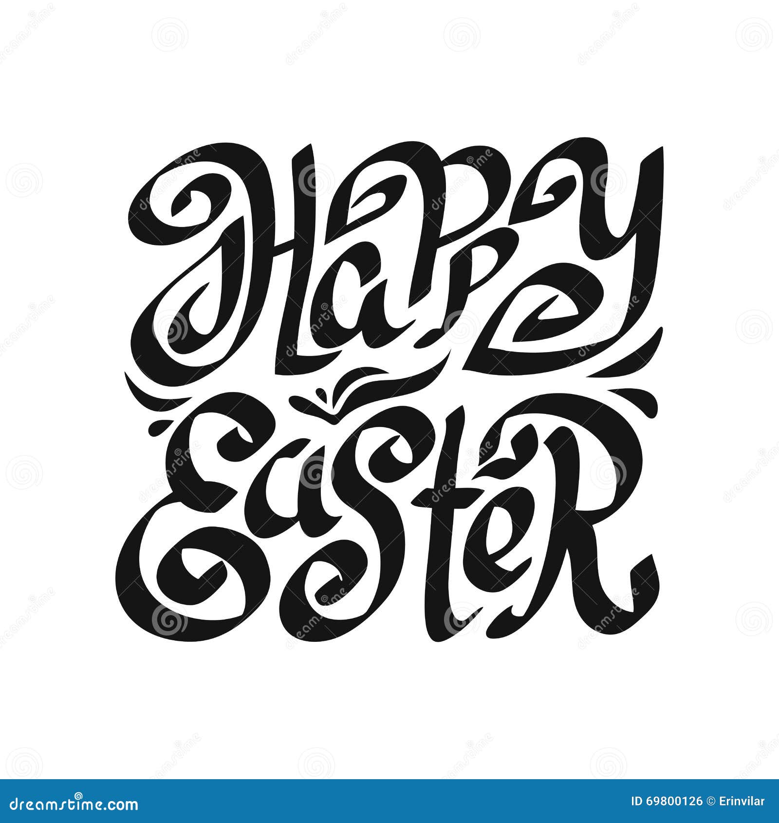 Happy Easter Calligraphy Greeting Handwritten Text Stock Vector ...