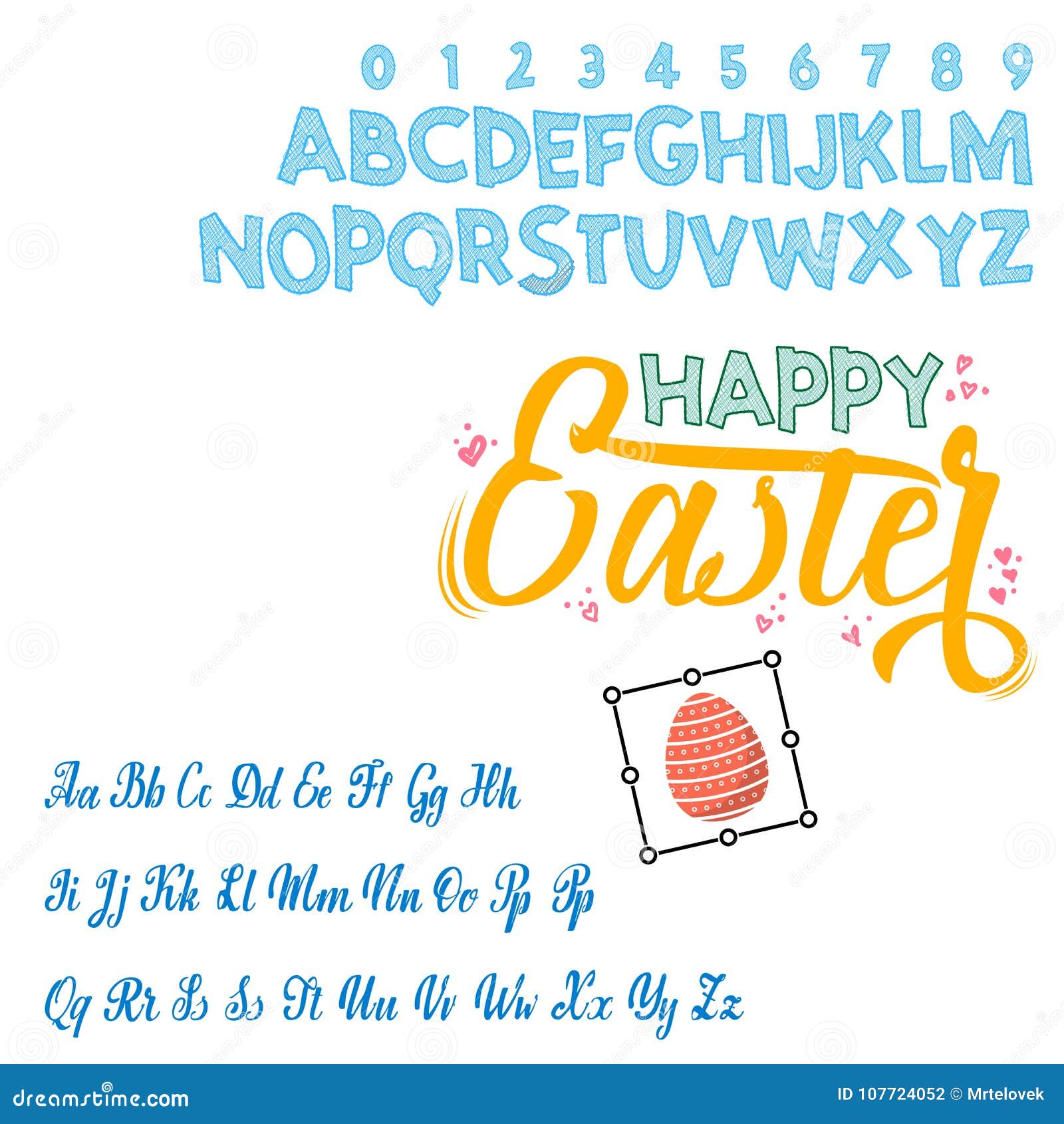 Happy Easter - Font. Vector Alphabet.Hand Lettering Script Font ...