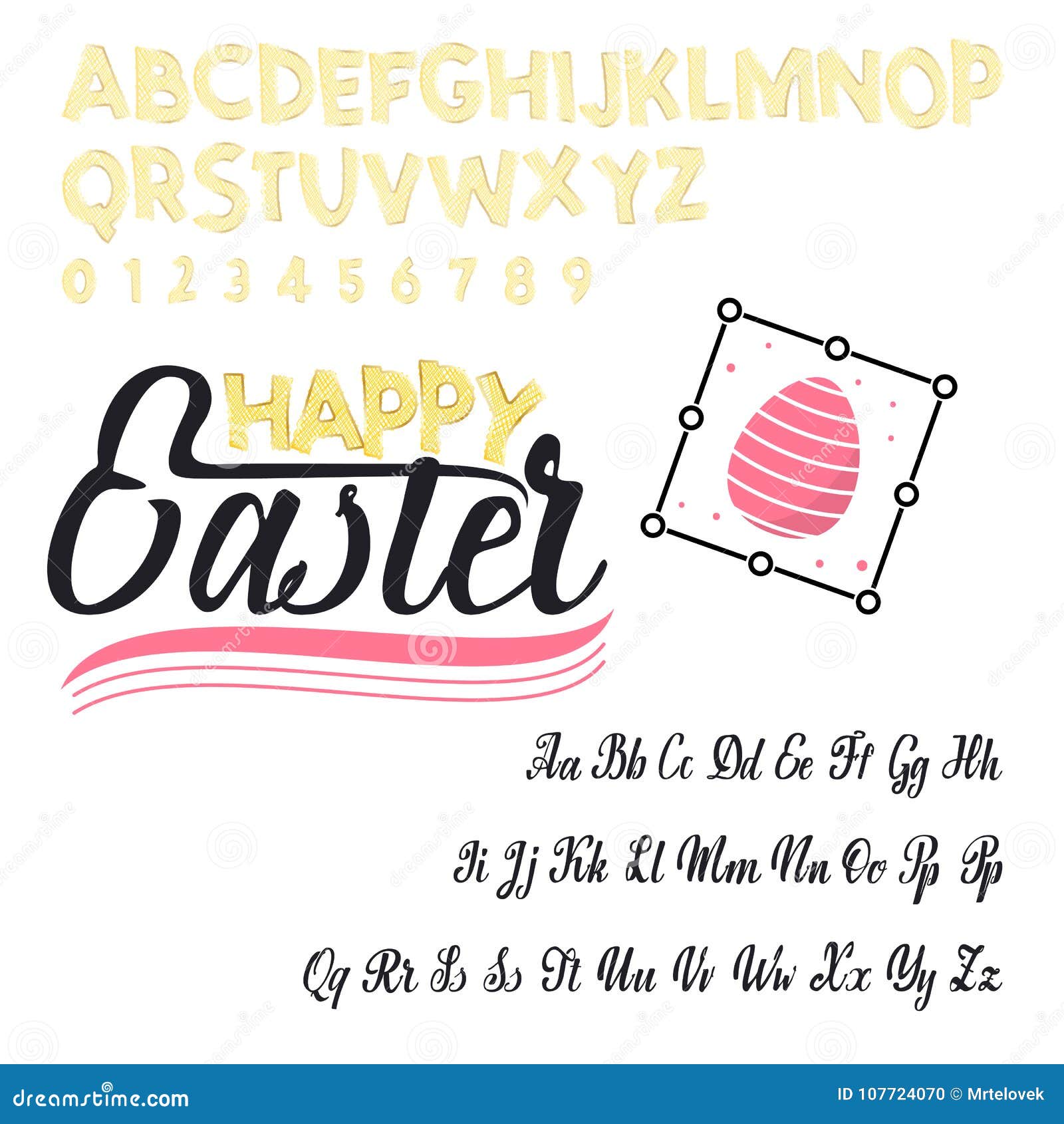 Happy Easter - Font. Vector Alphabet.Hand Lettering Script Font ...