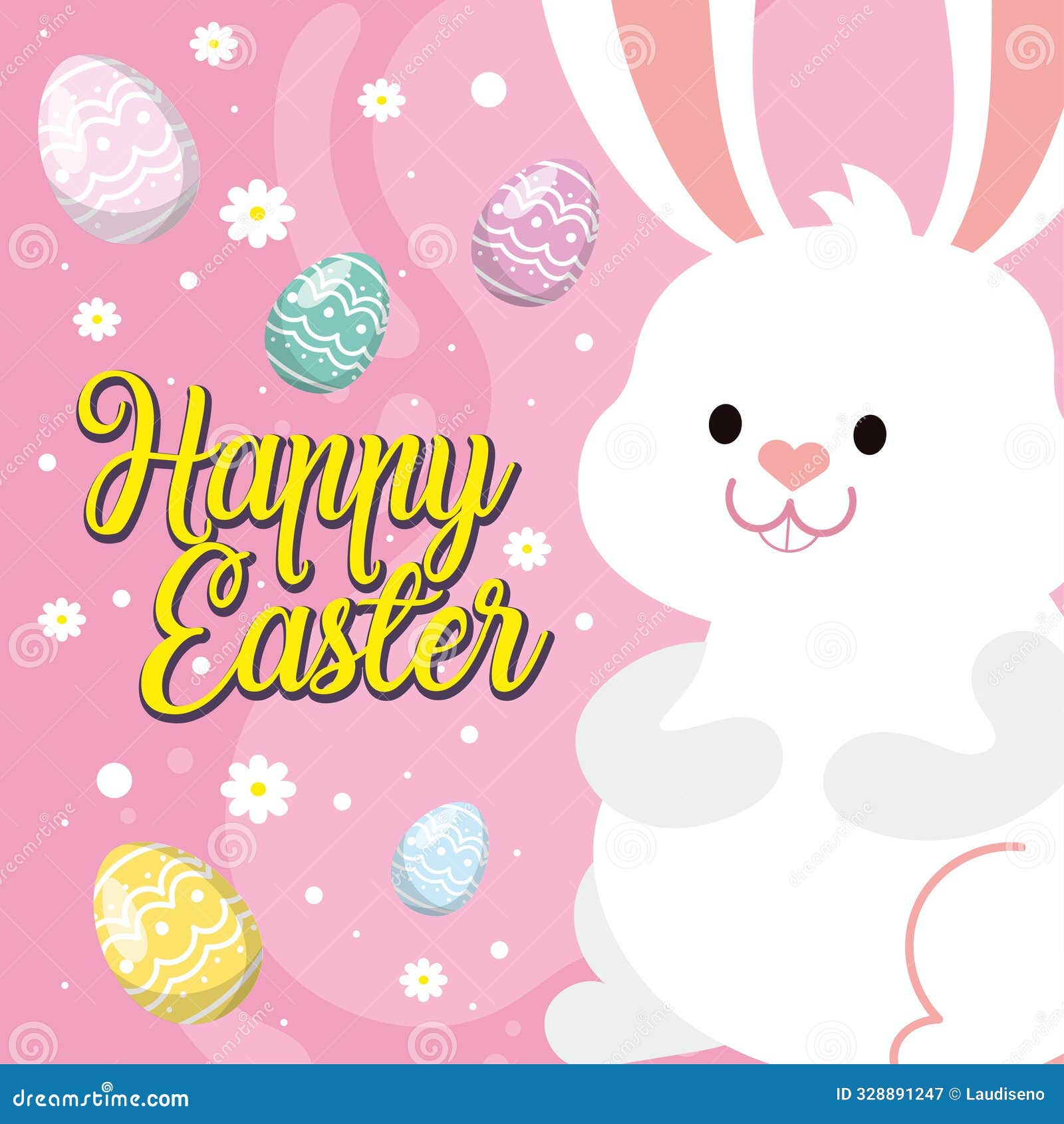 Happy Easter Car Bunny and Easter Eggs Vector Stock Illustration ...