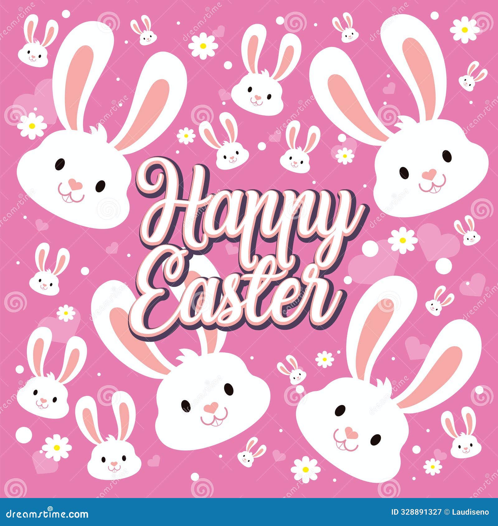 Happy Easter Car Bunny and Easter Eggs Vector Stock Illustration ...