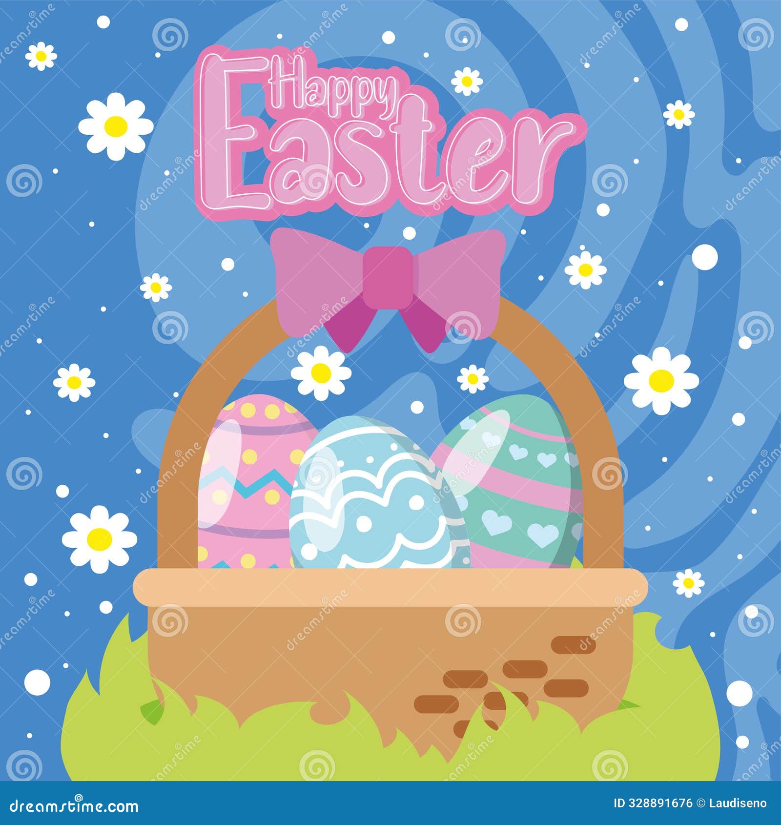 Happy Easter Car Bunny and Easter Eggs Vector Stock Illustration ...