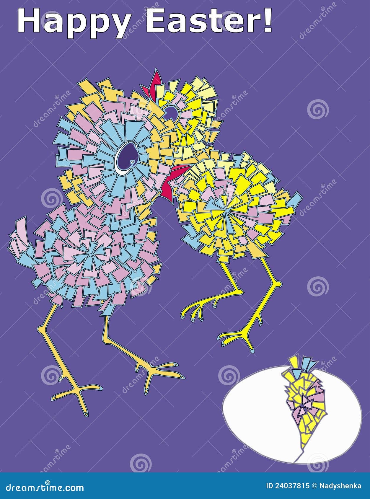 Happy Easter Card with Chickens Stock Vector - Illustration of three ...