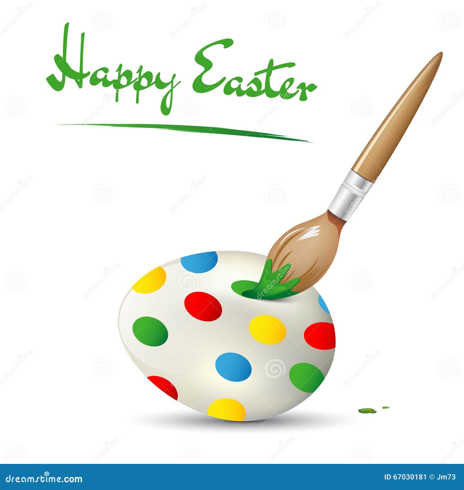 Happy Easter Card with Easter Egg and Painting Brush Stock Vector ...