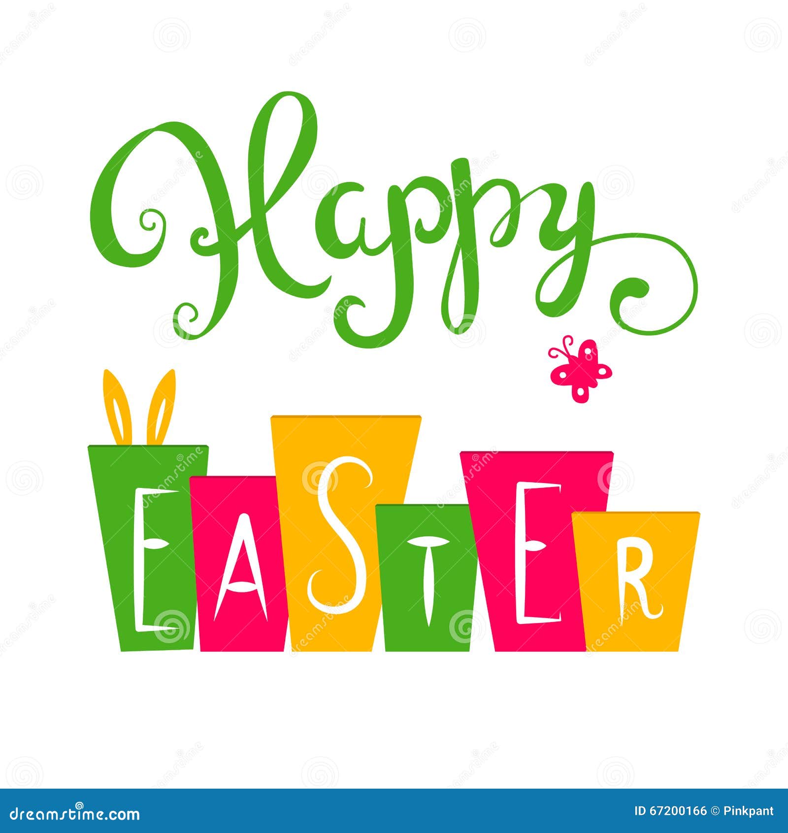 Happy Easter Card. Easter Hand Lettering Stock Vector - Illustration of ...