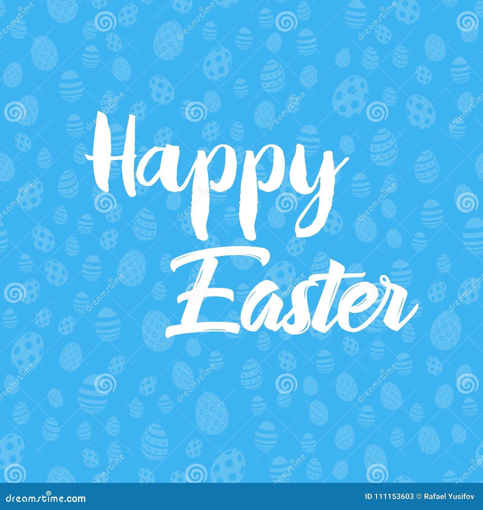 Happy Easter Card with Eggs on Blue Background. Vector. Stock Vector ...