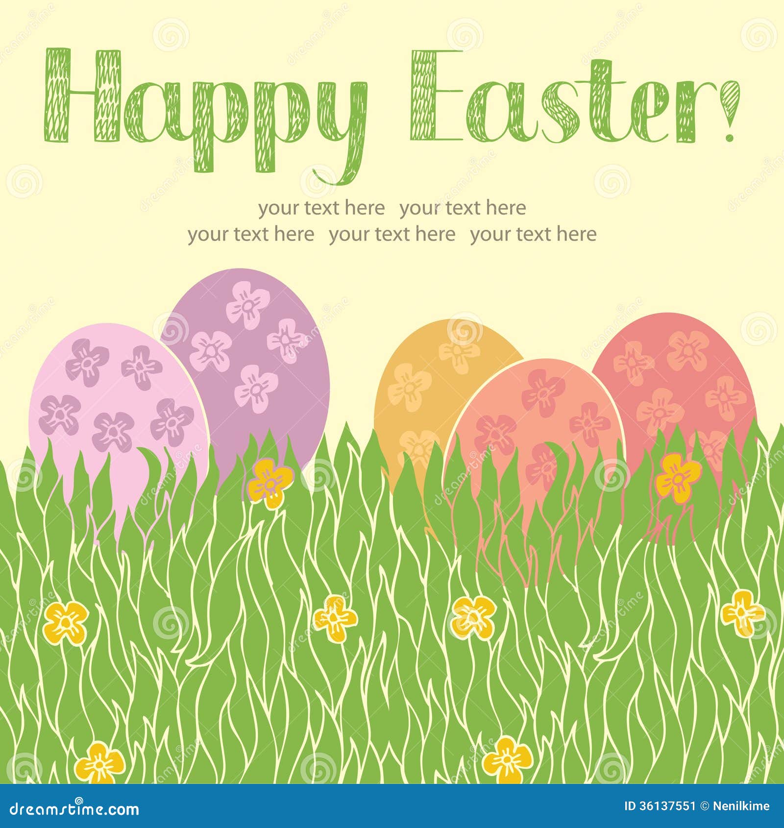 Happy easter card stock vector. Illustration of branch - 36137551
