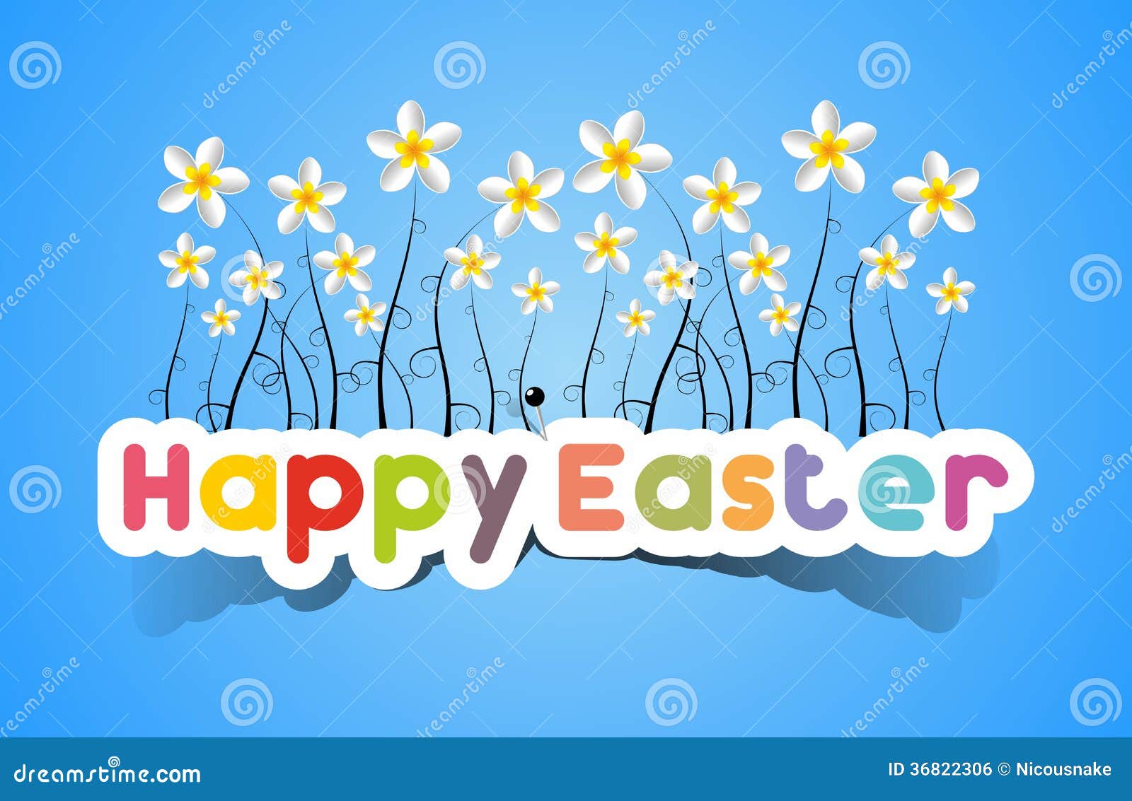 Happy Easter Card with Spring Flowers Stock Vector - Illustration of ...