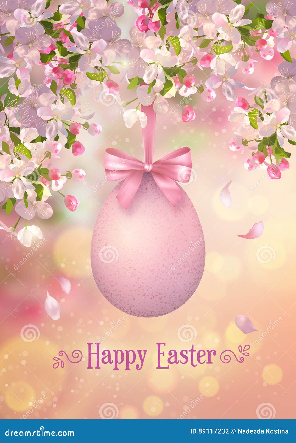 Happy Easter Card stock vector. Illustration of ribbon - 89117232