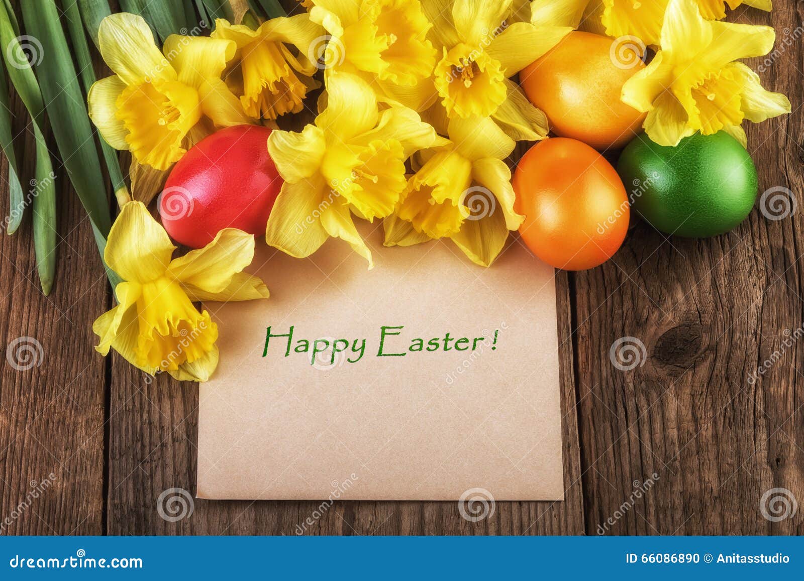 Happy Easter Card - Yellow Flowers Sunlight Effect Stock Photo - Image ...