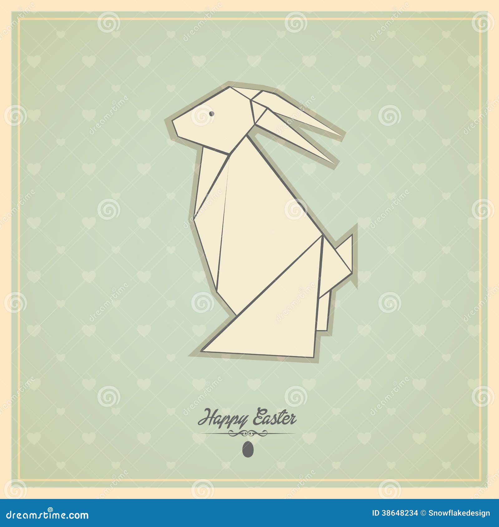 Happy Easter Cards with Origami Bunny Stock Illustration - Illustration ...
