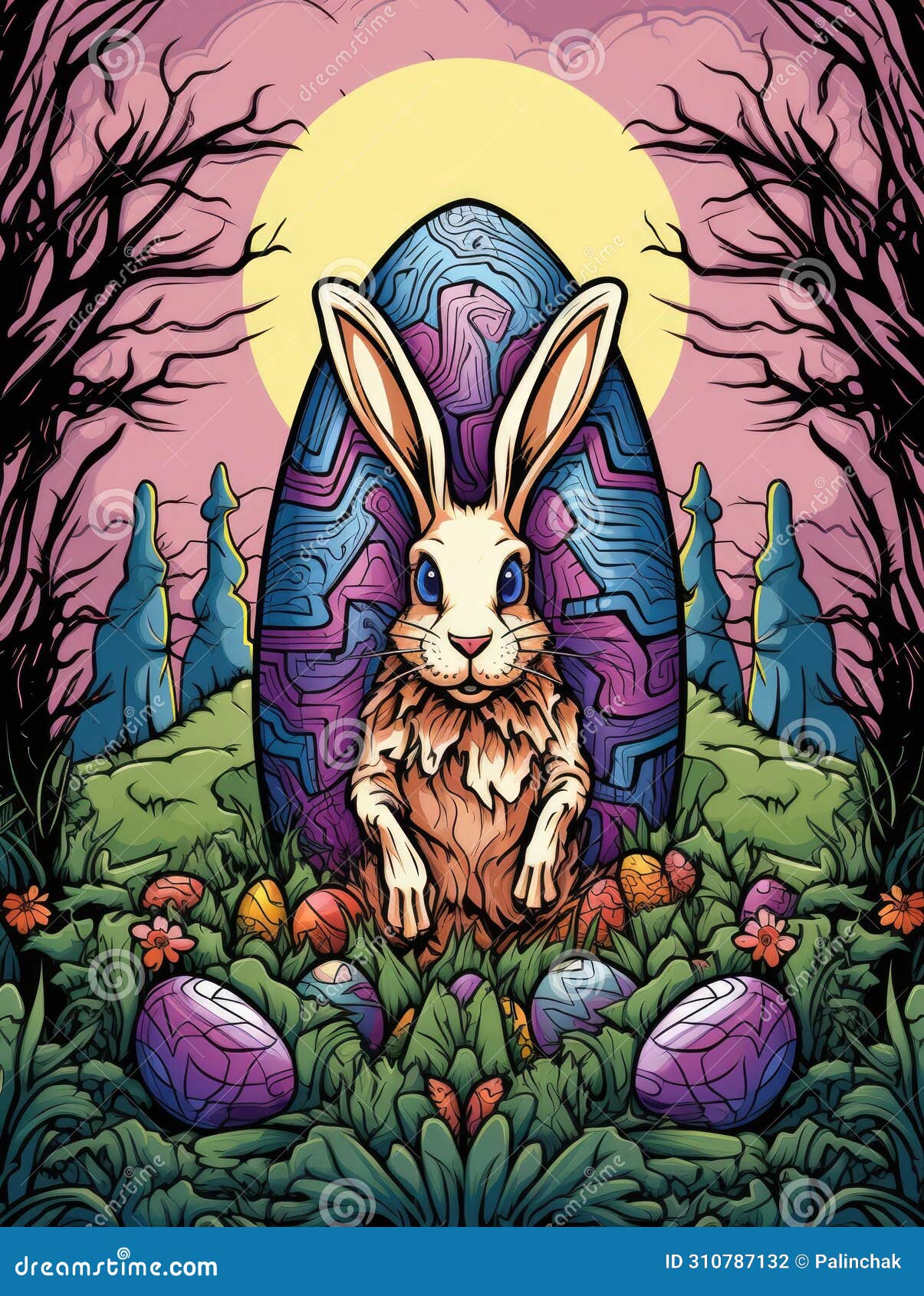 Happy Easter. Cartoon Horror Illustration of Easter Celebration Stock ...