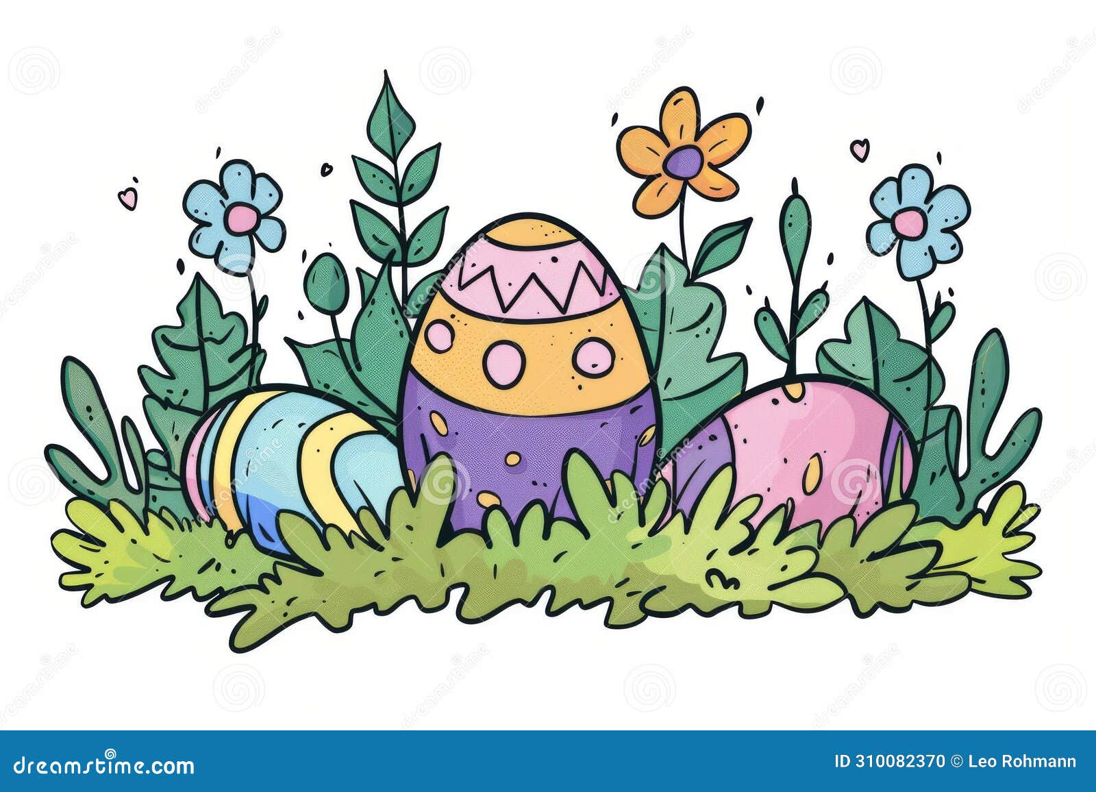 Happy Easter Celestial Blue Eggs Pastel Colors Basket. White Decorative Jars Bunny Comic. Easter ...