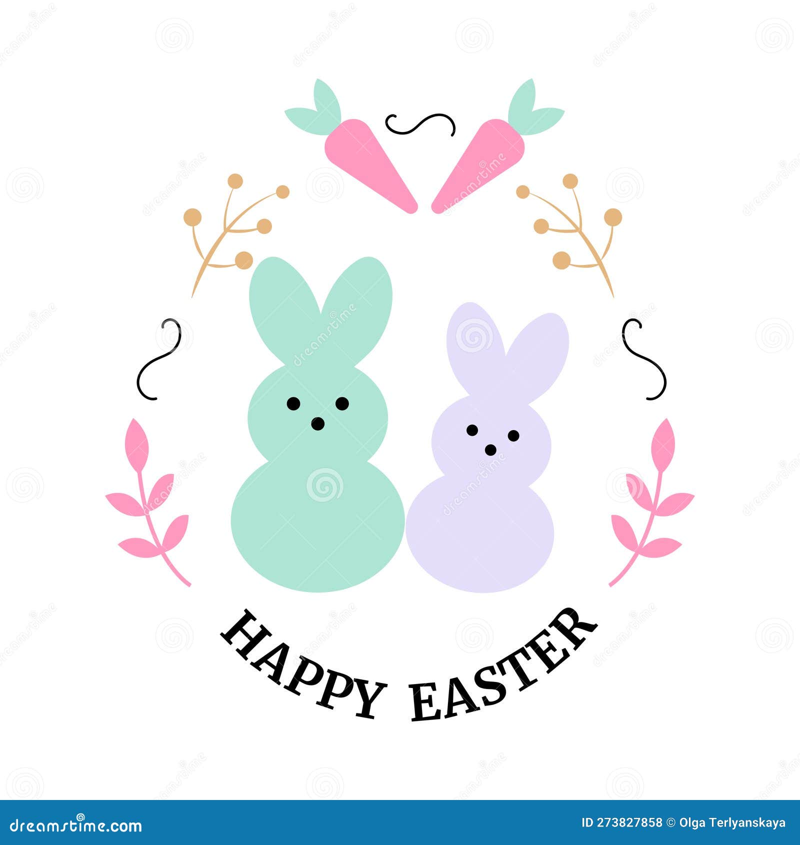 Happy Easter Celrbration Quote with Bunnys. Pastel Colors, Flat Design ...