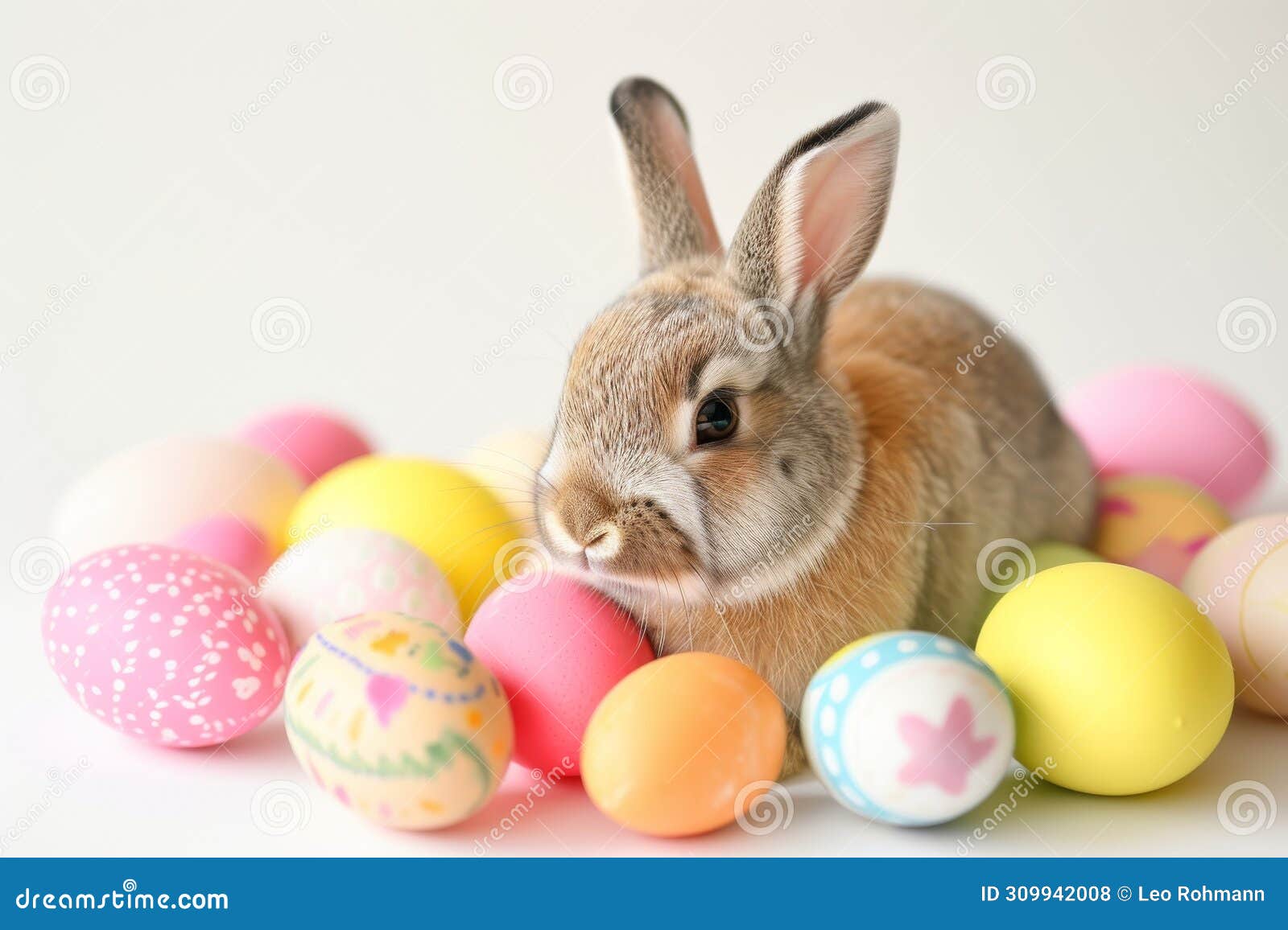 Happy Easter Chic Eggs Stone Basket. Easter Bunny Mark Bright And Bold ...