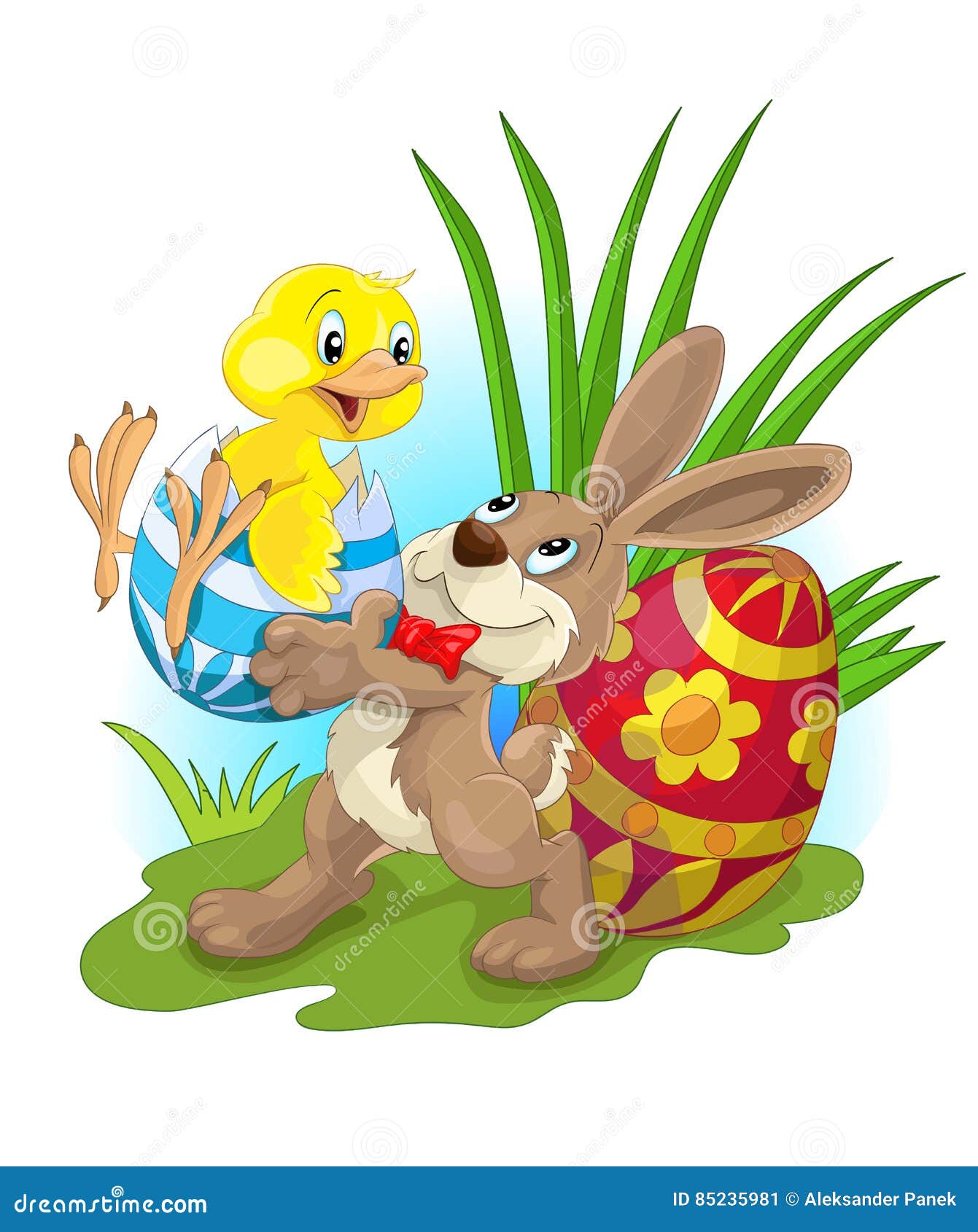 Happy Easter with Chicken and Bunny Stock Vector - Illustration of eggs ...