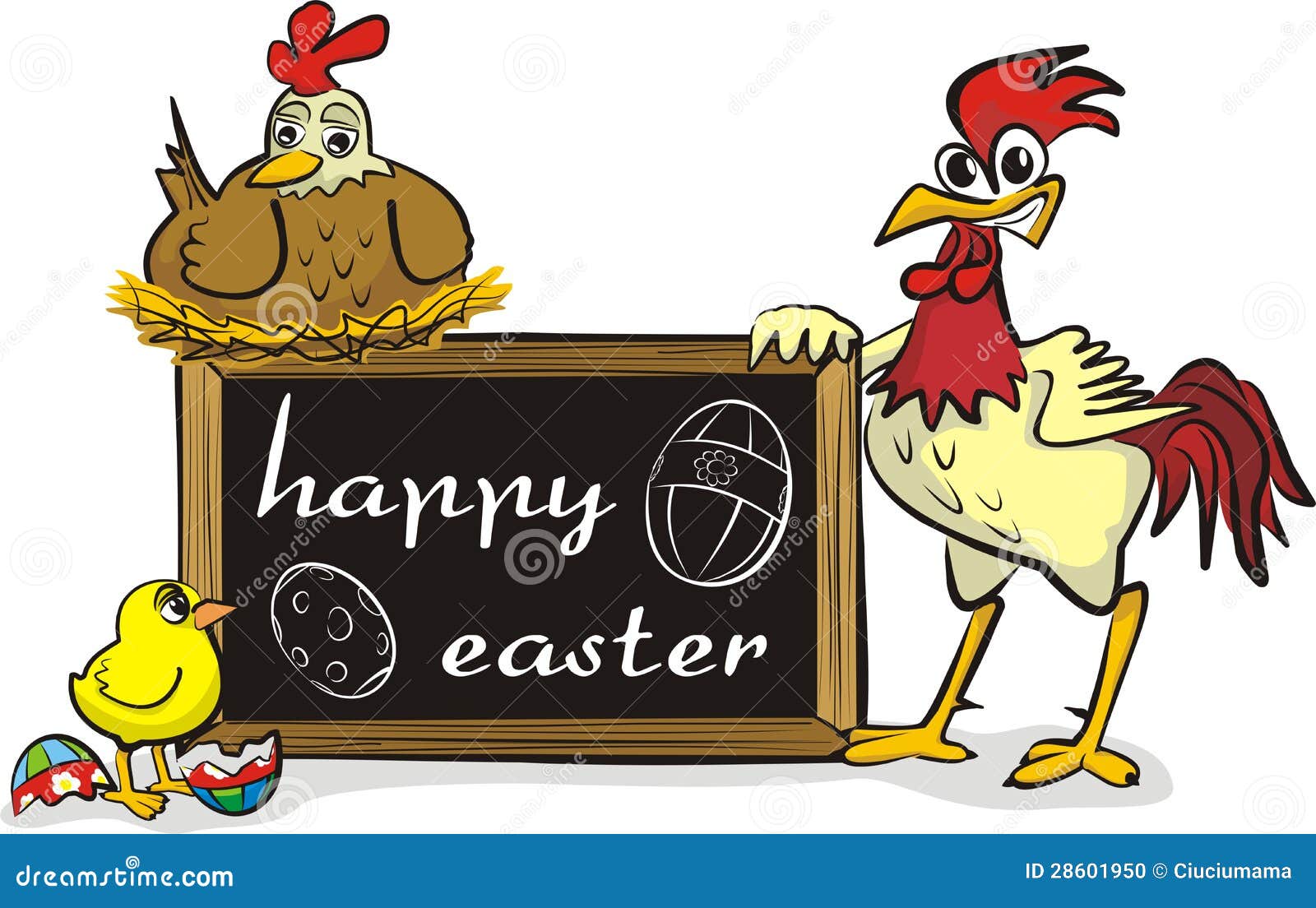 Happy Easter - Chicken Family Stock Vector - Illustration of nest ...