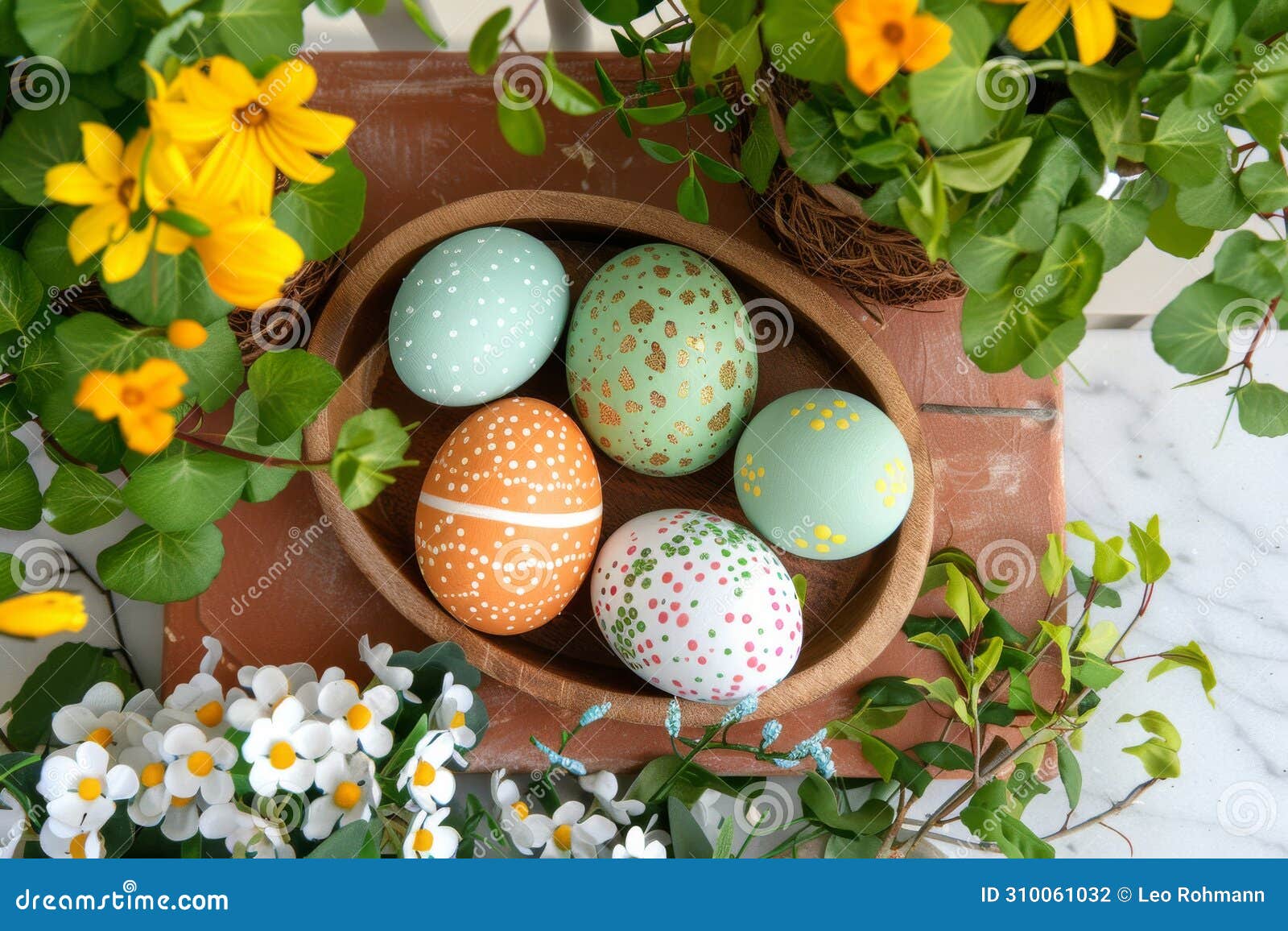 Happy Easter Chocolate Bunny Eggs Easter Delight Basket. White Custard ...