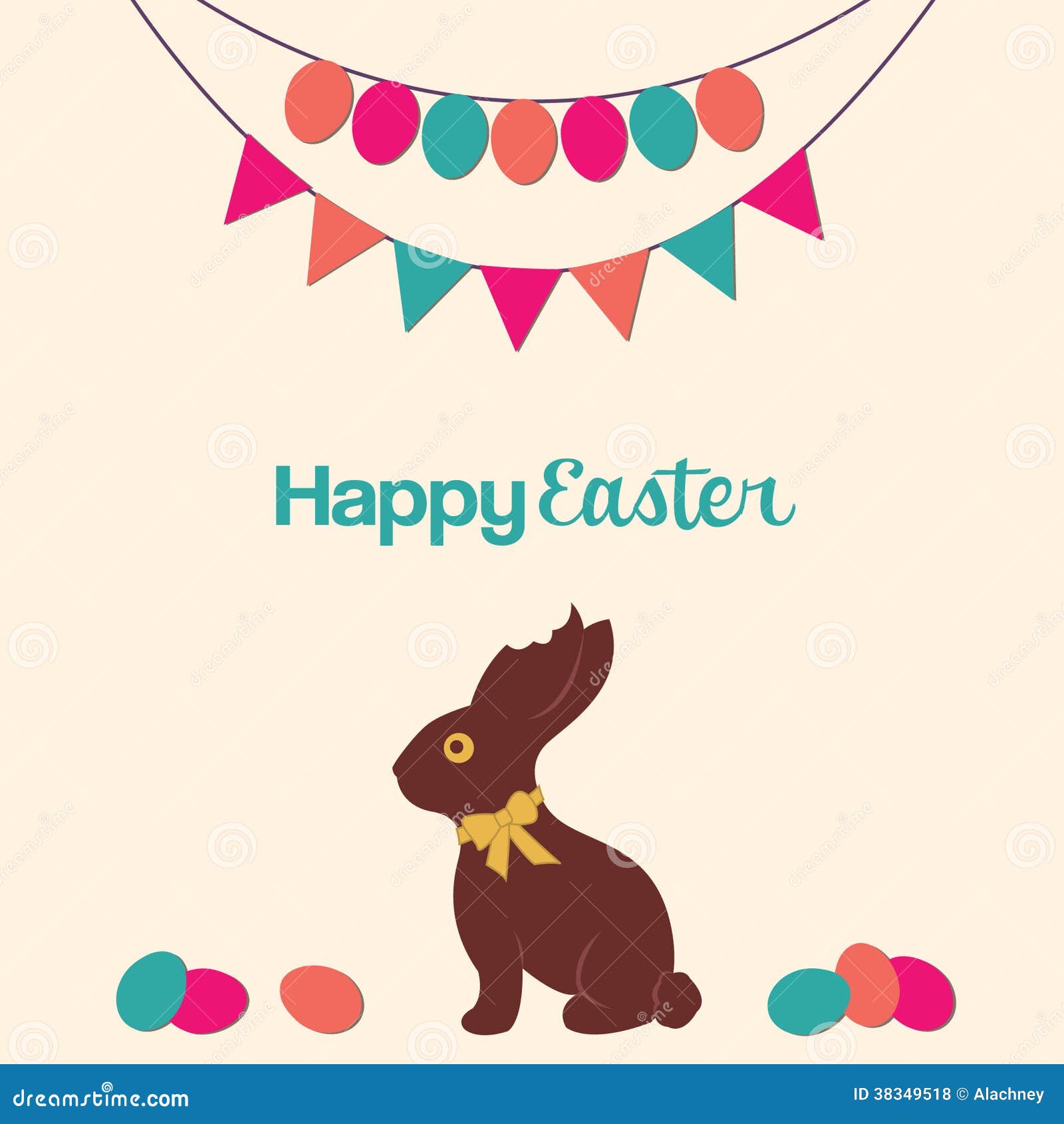 Happy Easter Chocolate Bunny Stock Vector - Illustration of banner ...