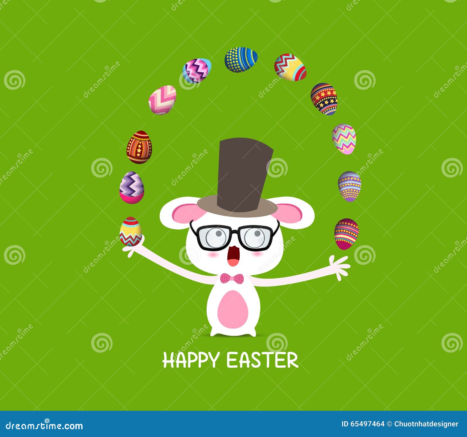 Happy Easter. Circus Catch Rabbit with Eggs Stock Illustration ...