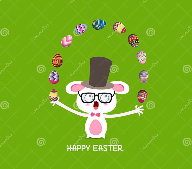 Happy Easter. Circus Catch Rabbit with Eggs Stock Illustration ...