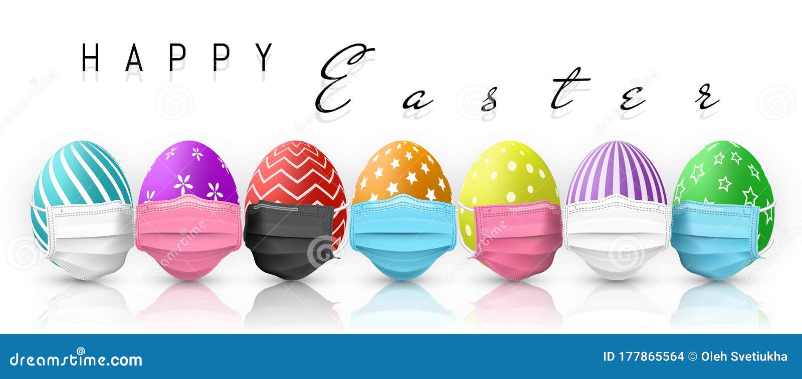 Happy Easter. Color Easter Egg in Medical Face Mask on White Background ...