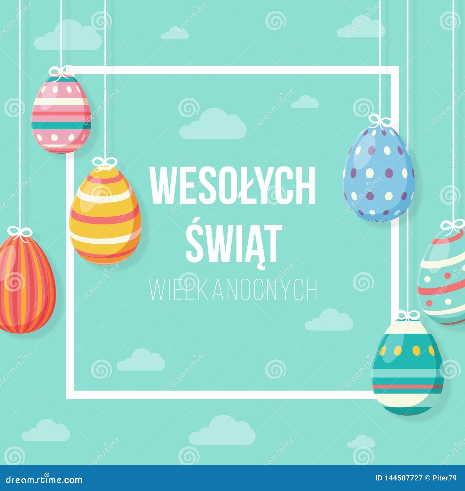 Happy Easter Concept of Greeting Card in Polish with Beautiful Hanging ...