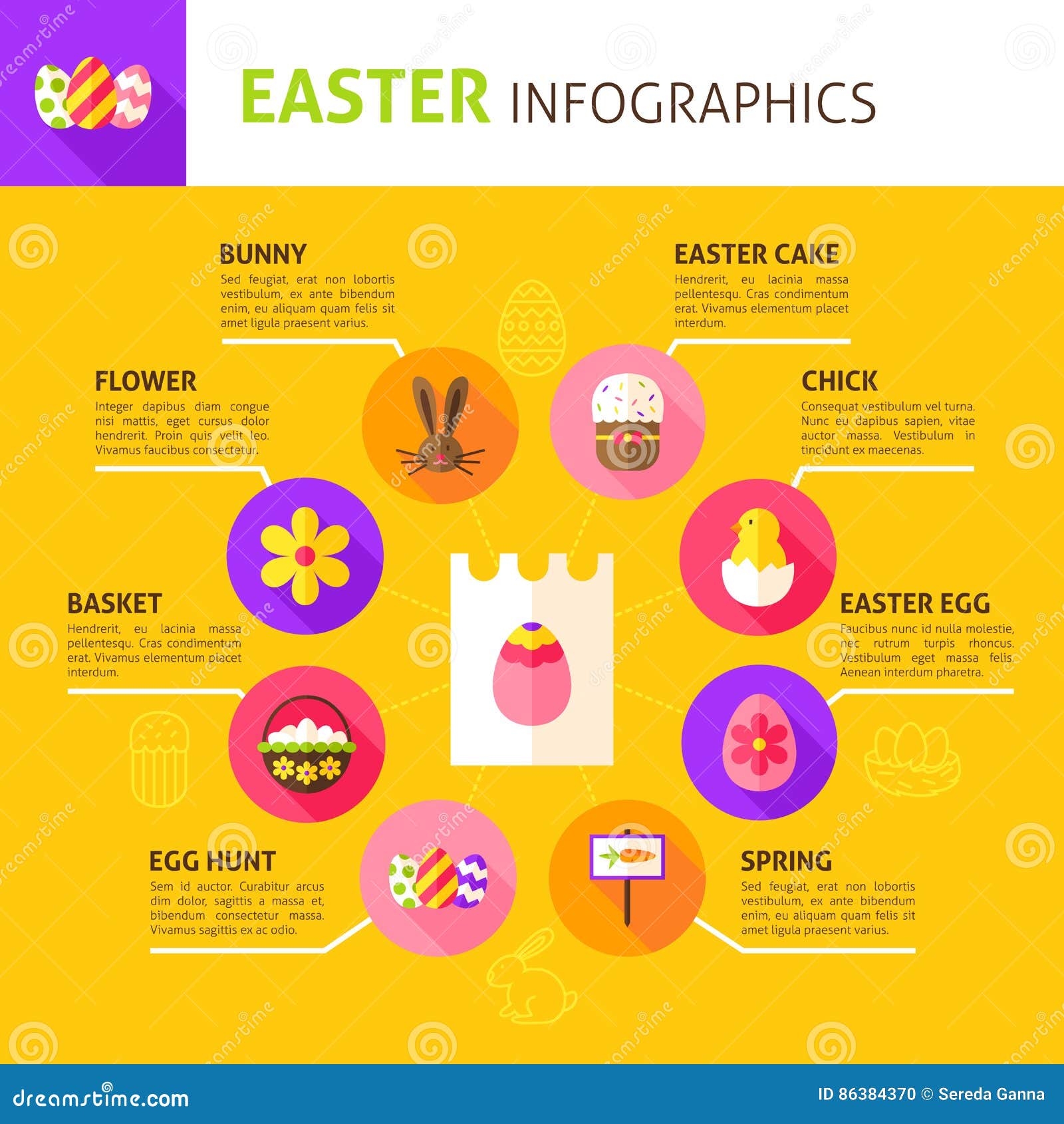 Happy Easter Concept Infographics Stock Vector - Illustration of hunt ...