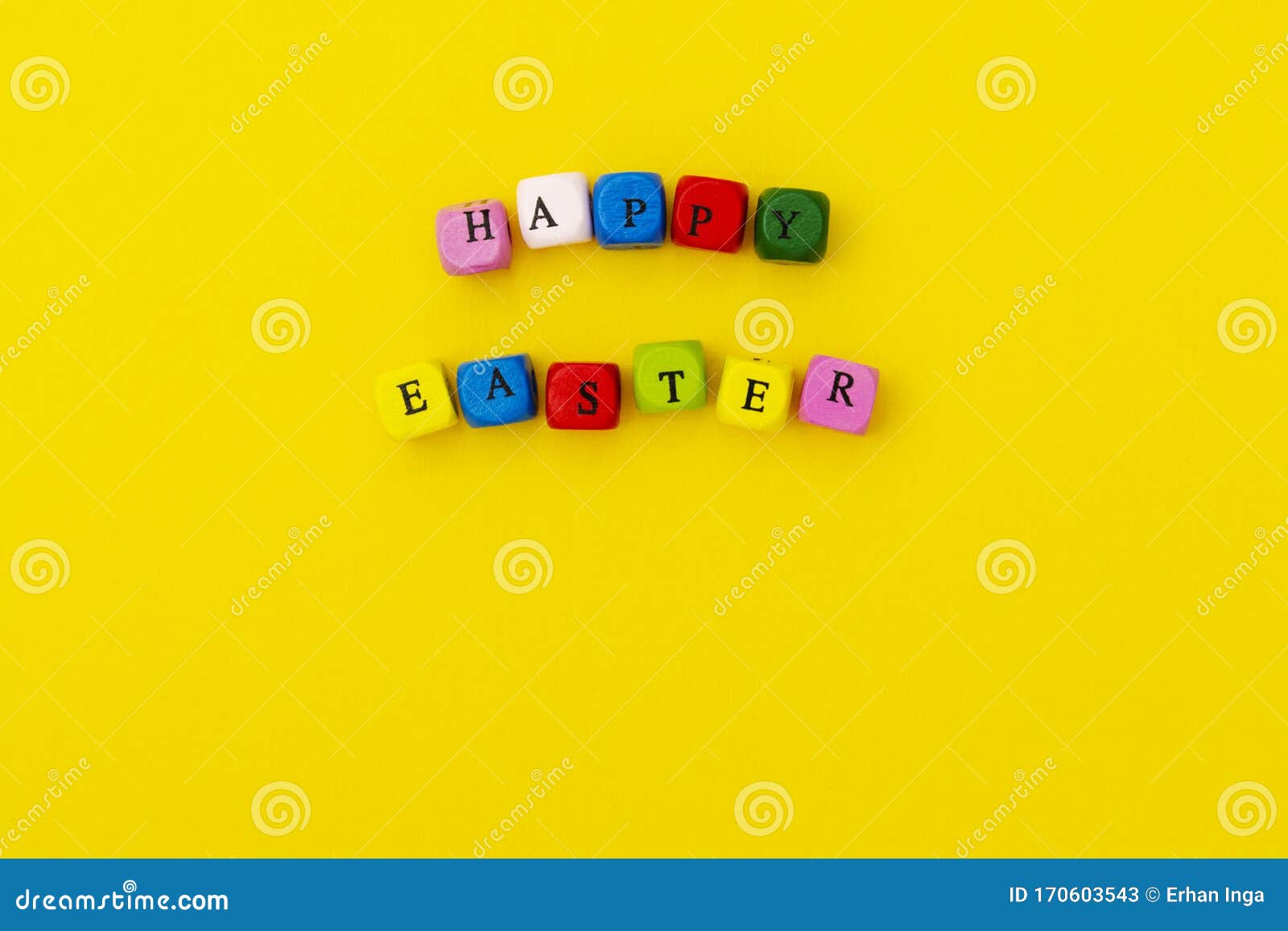 Happy Easter. Cubes with Text on Yellow Background Stock Image - Image ...