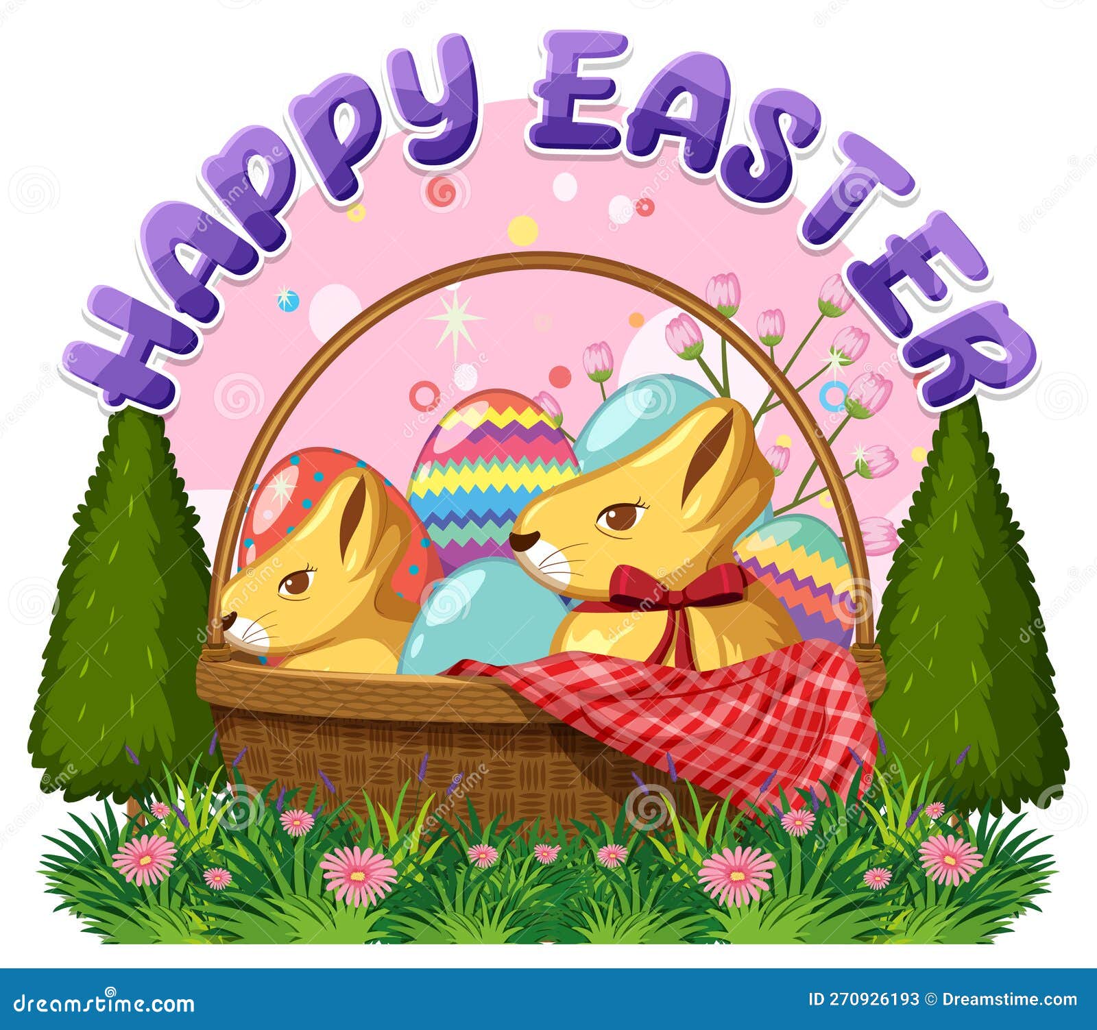 Happy Easter with Cute Bunny for Banner or Poster Design Stock Vector ...