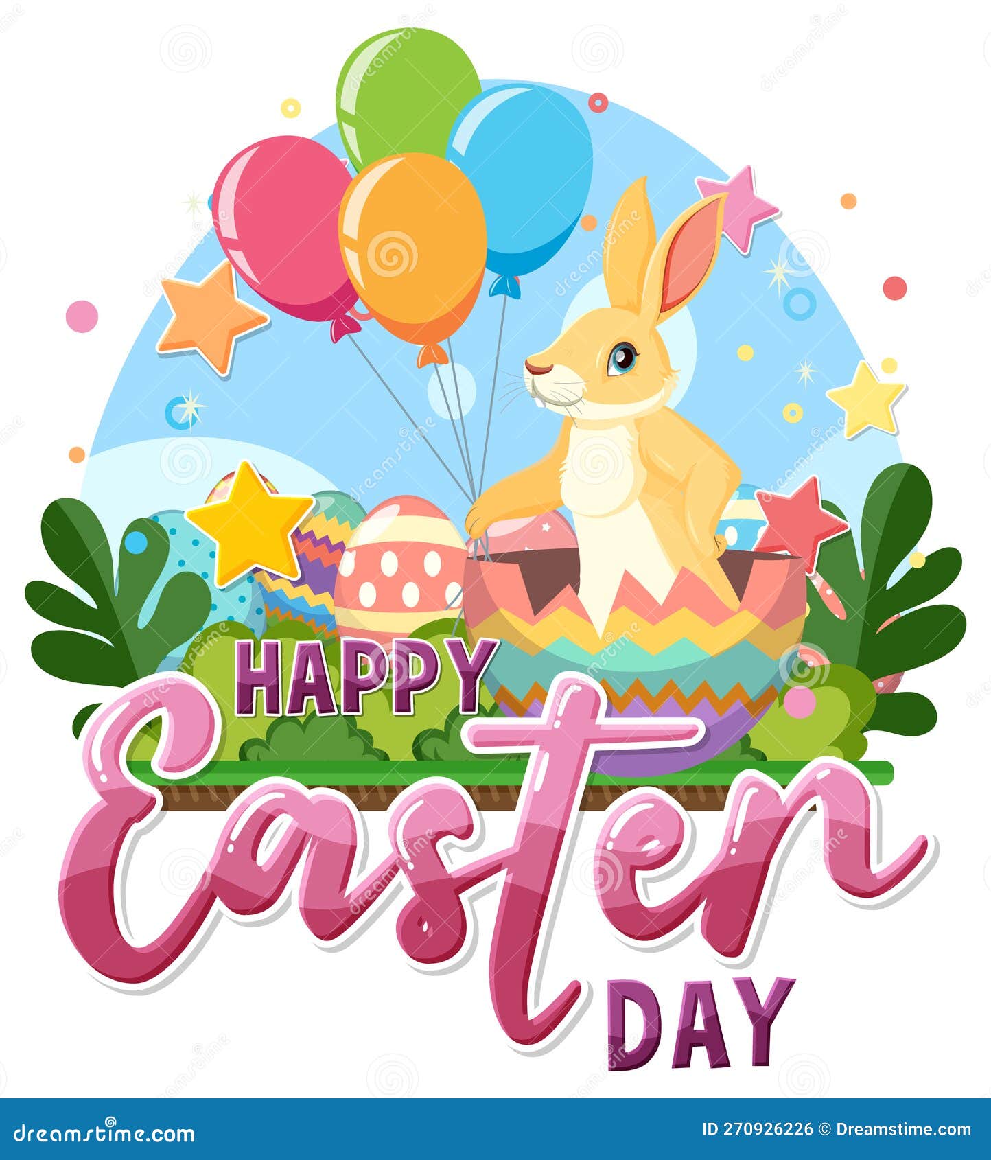 Happy Easter with Cute Bunny for Banner or Poster Design Stock Vector ...