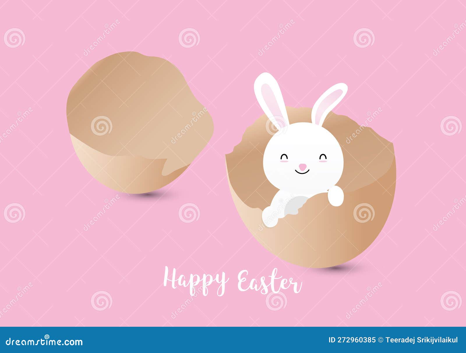 Happy Easter. Cute Bunny in Easter Eggs Stock Vector - Illustration of ...